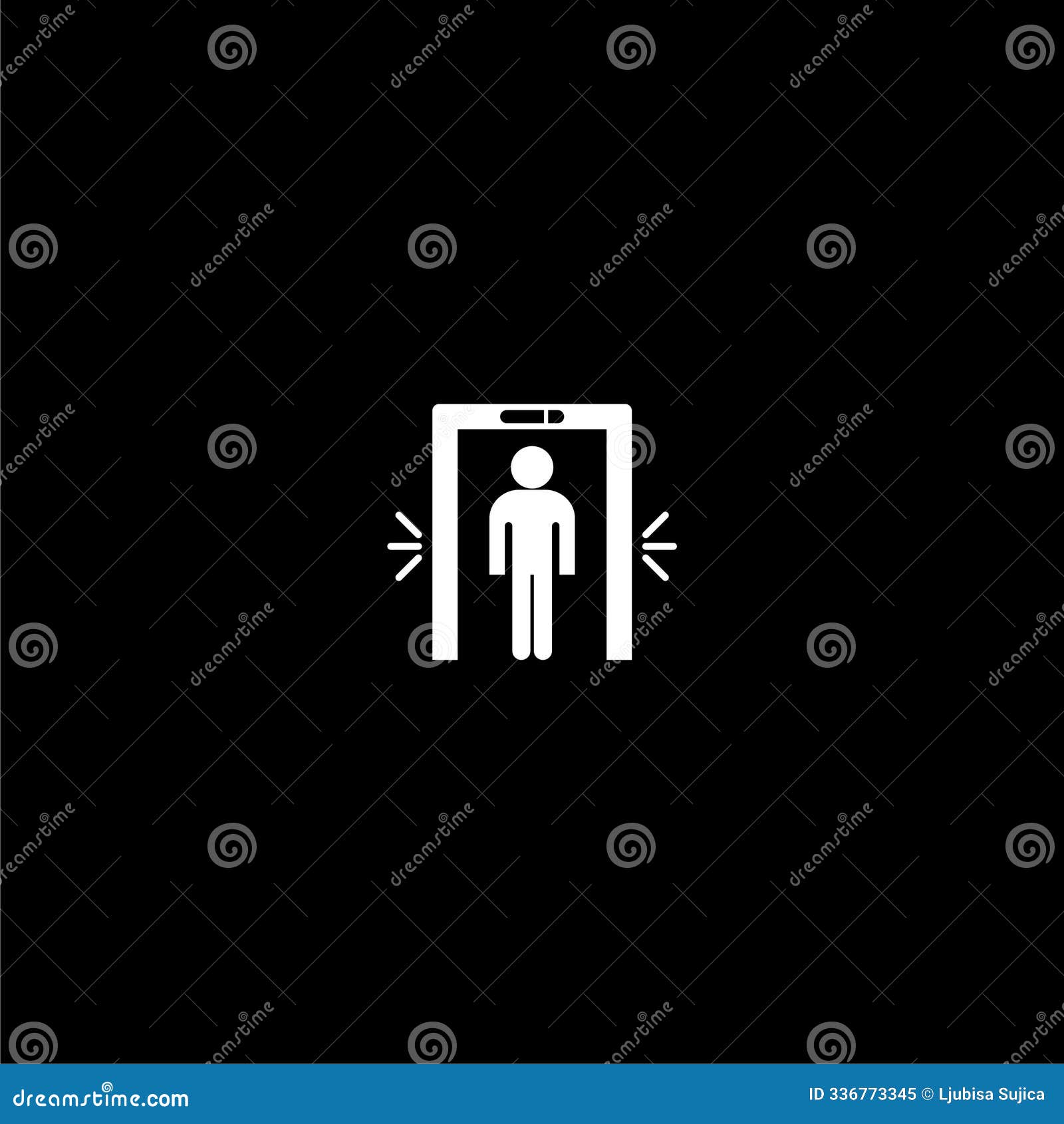 Air Port Security Check Icon Isolated on Dark Background Stock ...