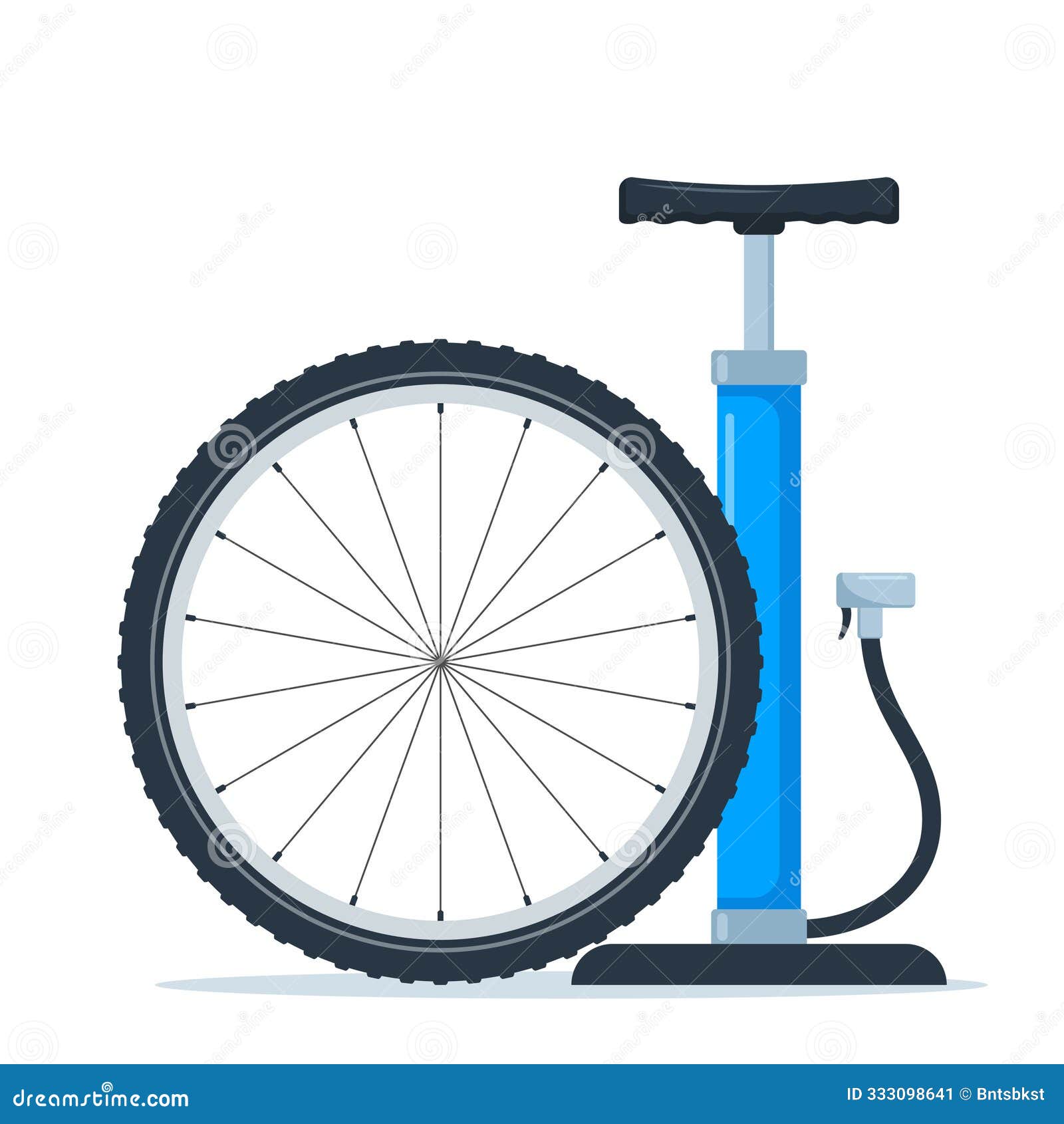 Air Pump and Bicycle Wheel. Mechanical Device for Pumping. Pressure ...