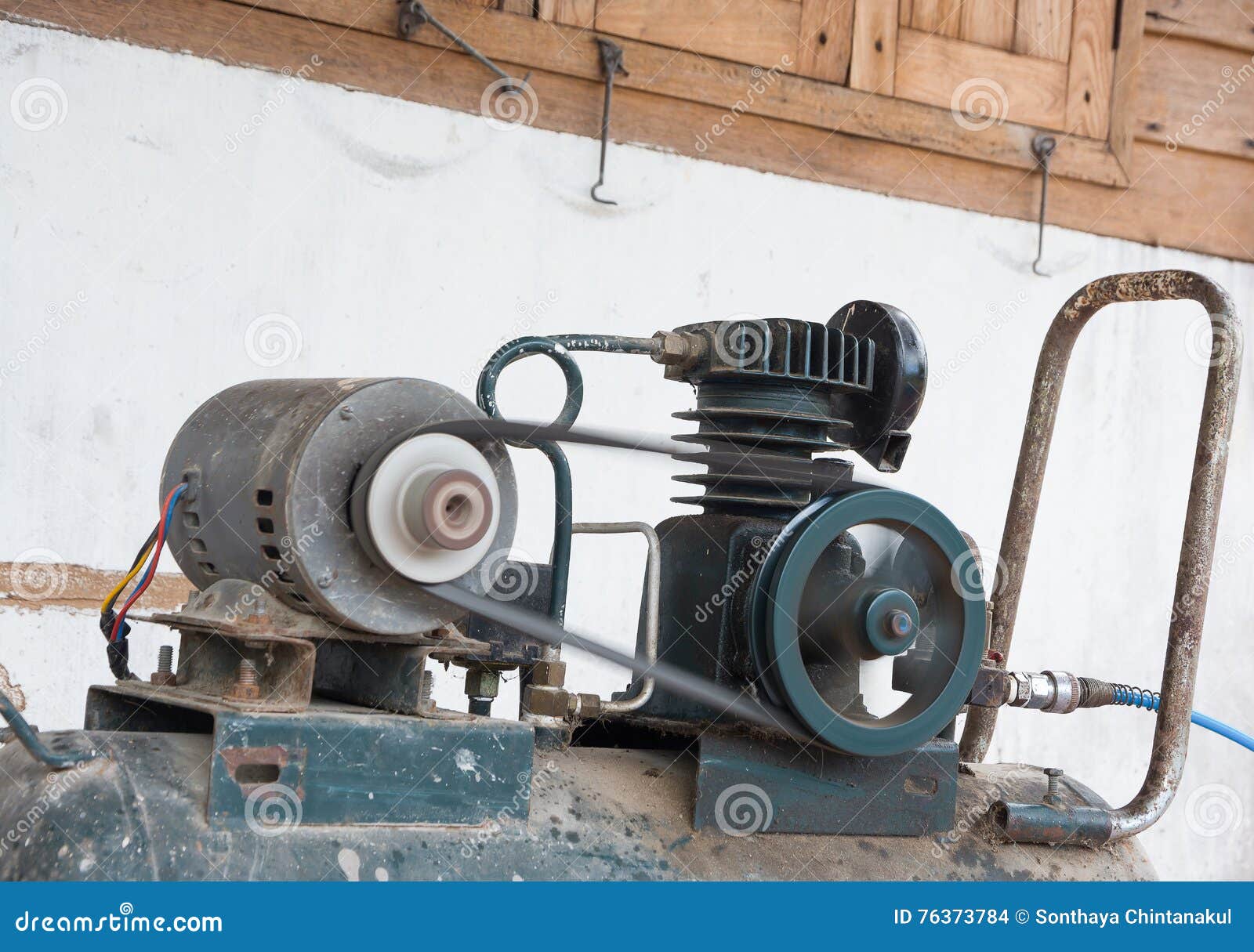 Air Pump Machine Motor on Working Stock Photo - Image of power ...