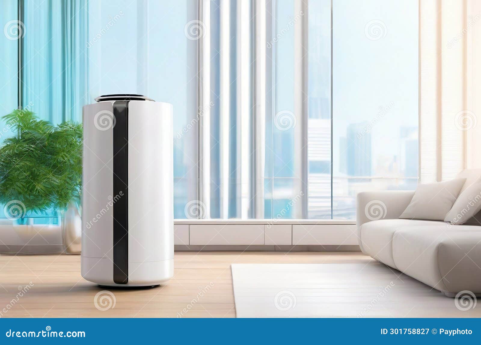Air Purifier or AC Controller Unit Mockup in a Bright Living Room ...