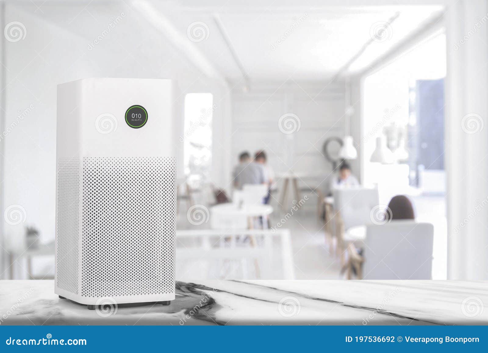 Air Purifier in White Workplace Room with Filter for Cleaner Removing ...