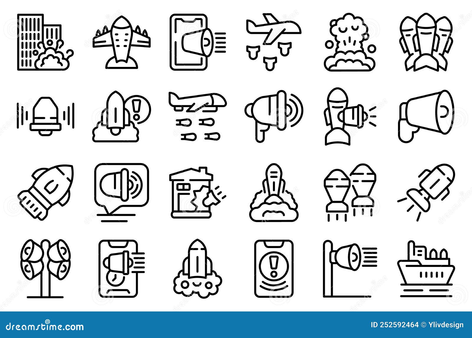 Air Raid Icons Set Outline Vector. War Bomb Stock Vector - Illustration ...