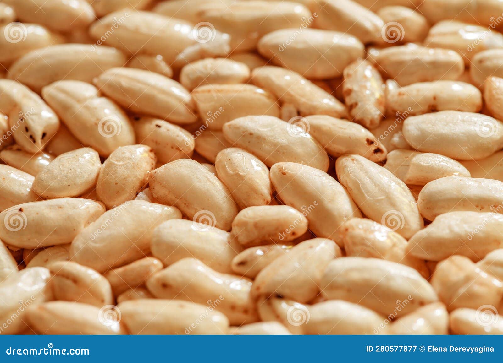 Air Rice Oval in Dry Sweet Syrup Close-up, Side View, Selective Focus ...