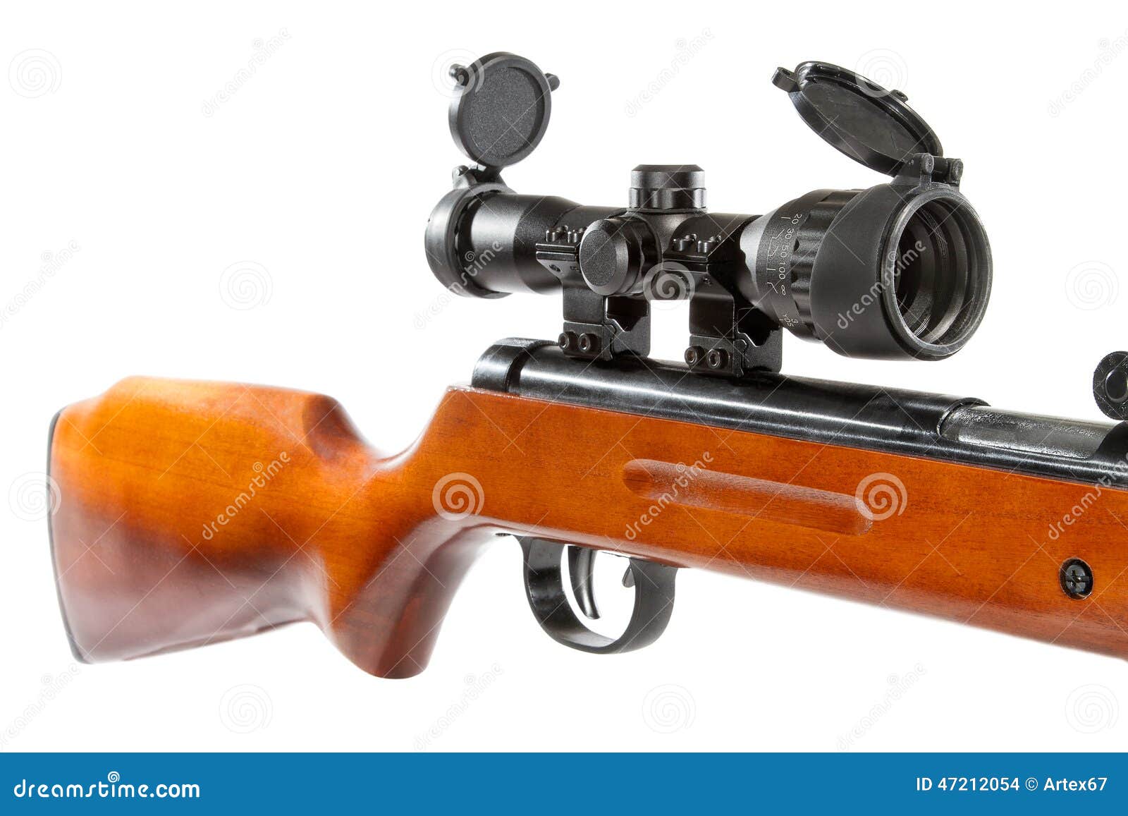 Air Rifle with a Telescopic Sight and a Wooden Stock Photo - Image of ...