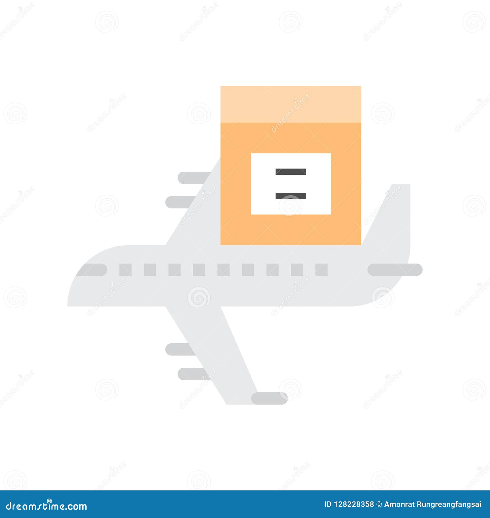 Air Shipping Icon, Parcel Box on Airplane Flat Design Stock Vector ...