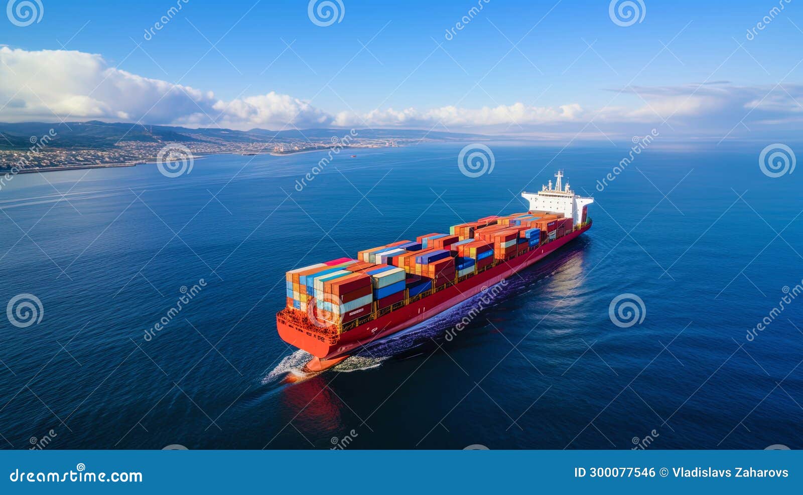 Air Shooting of a Container Ship in the Open Sea Stock Illustration ...