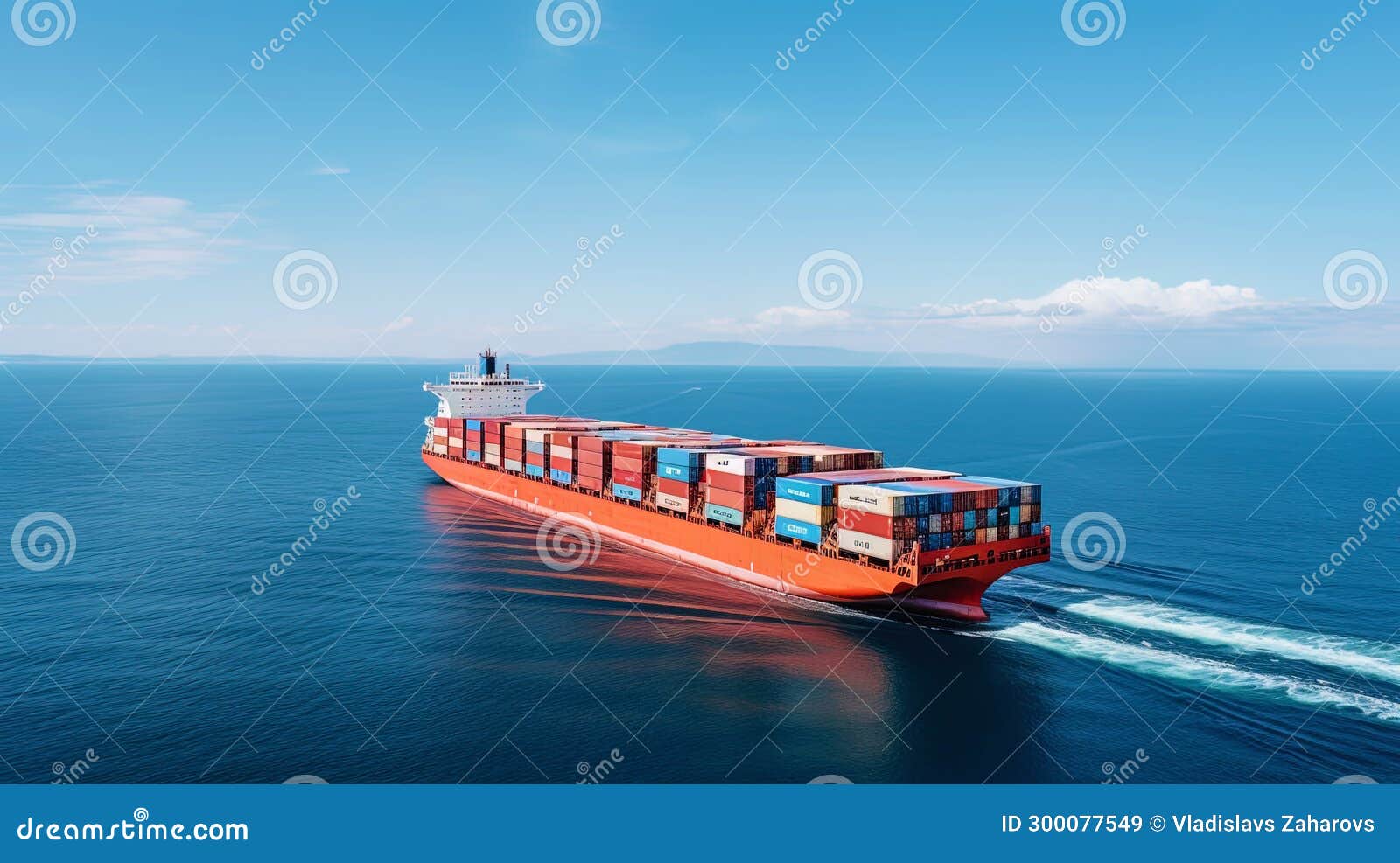 Container Vessel Ship Leaving The Port. Logistic Oversea Worldwide By ...