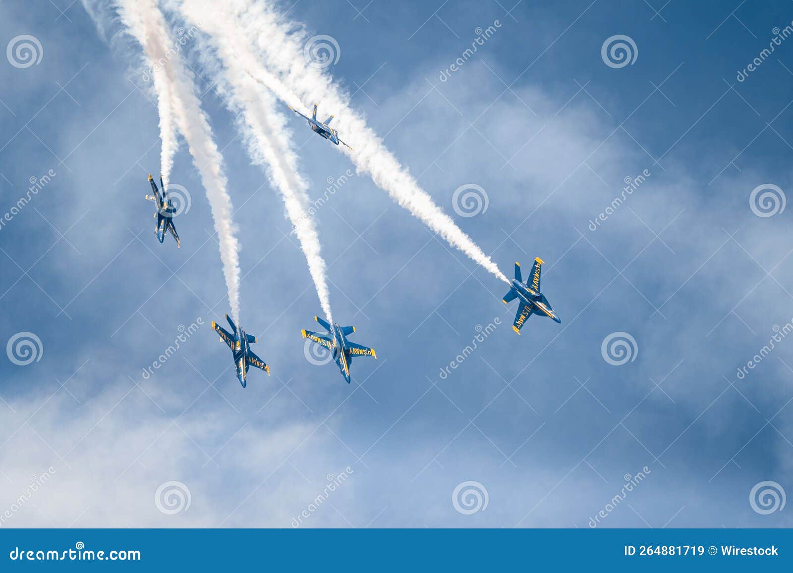 Air Show with Blue Angels Flying Over the Town Editorial Stock Image ...