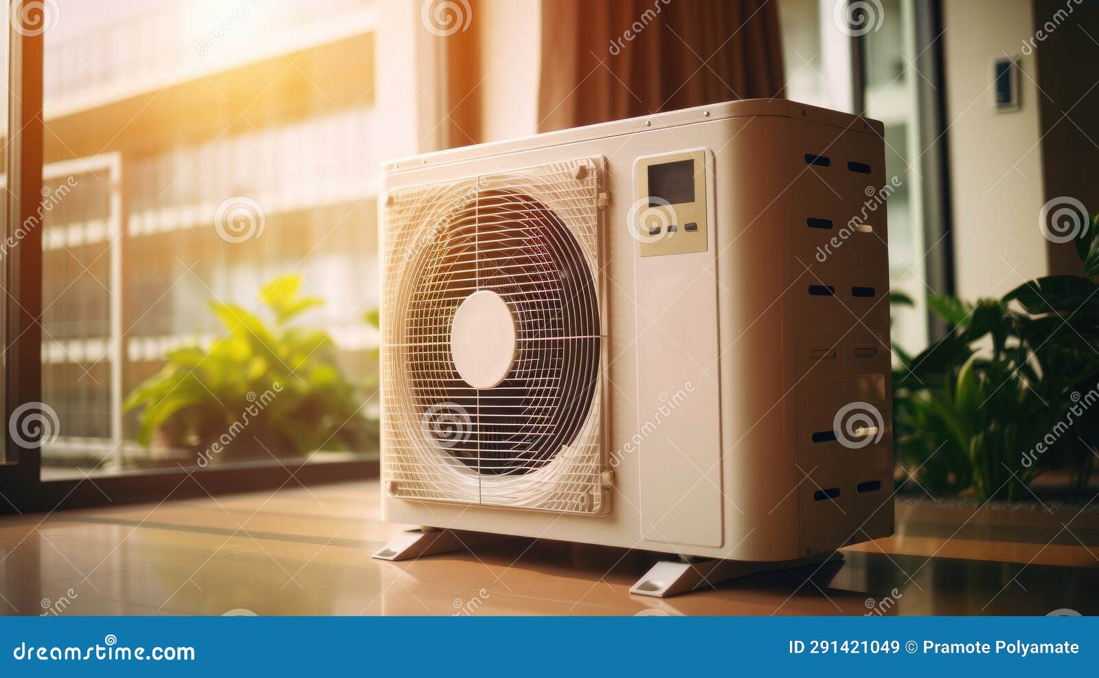 Air Source Heat Pump Installed in Residential Building. Electrical ...