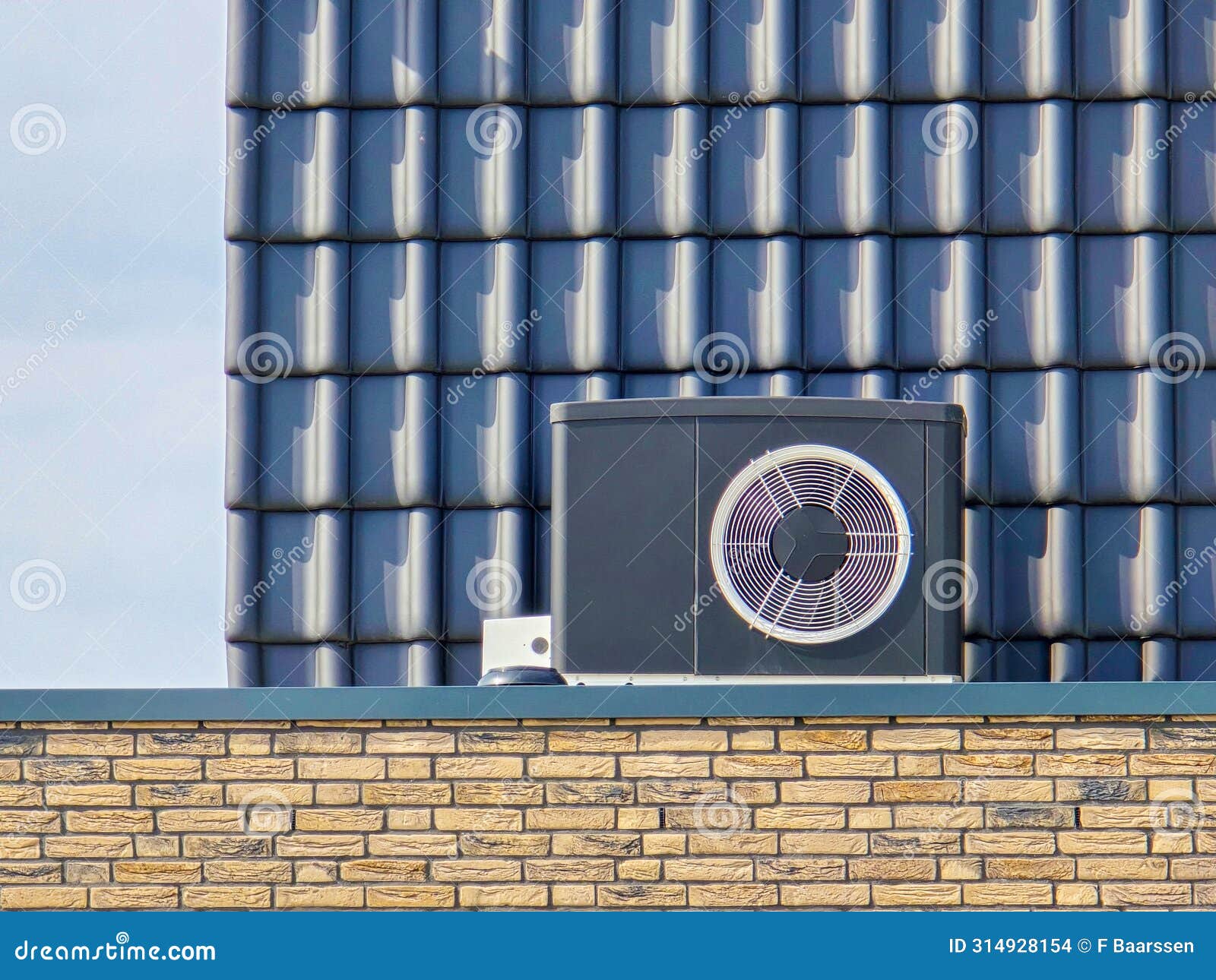 Air Source Heat Pump Unit Installed Outdoors at a Modern Home with ...