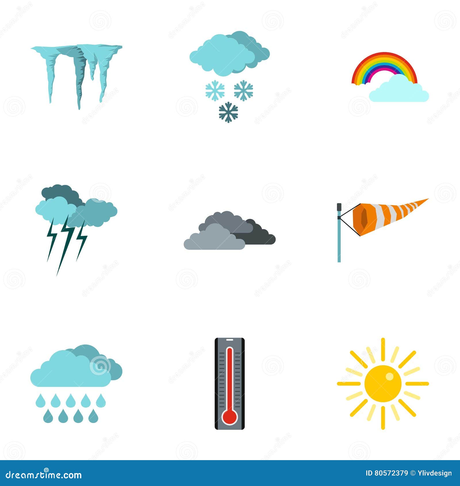 Air Temperature Icons Set, Flat Style Stock Vector - Illustration of ...