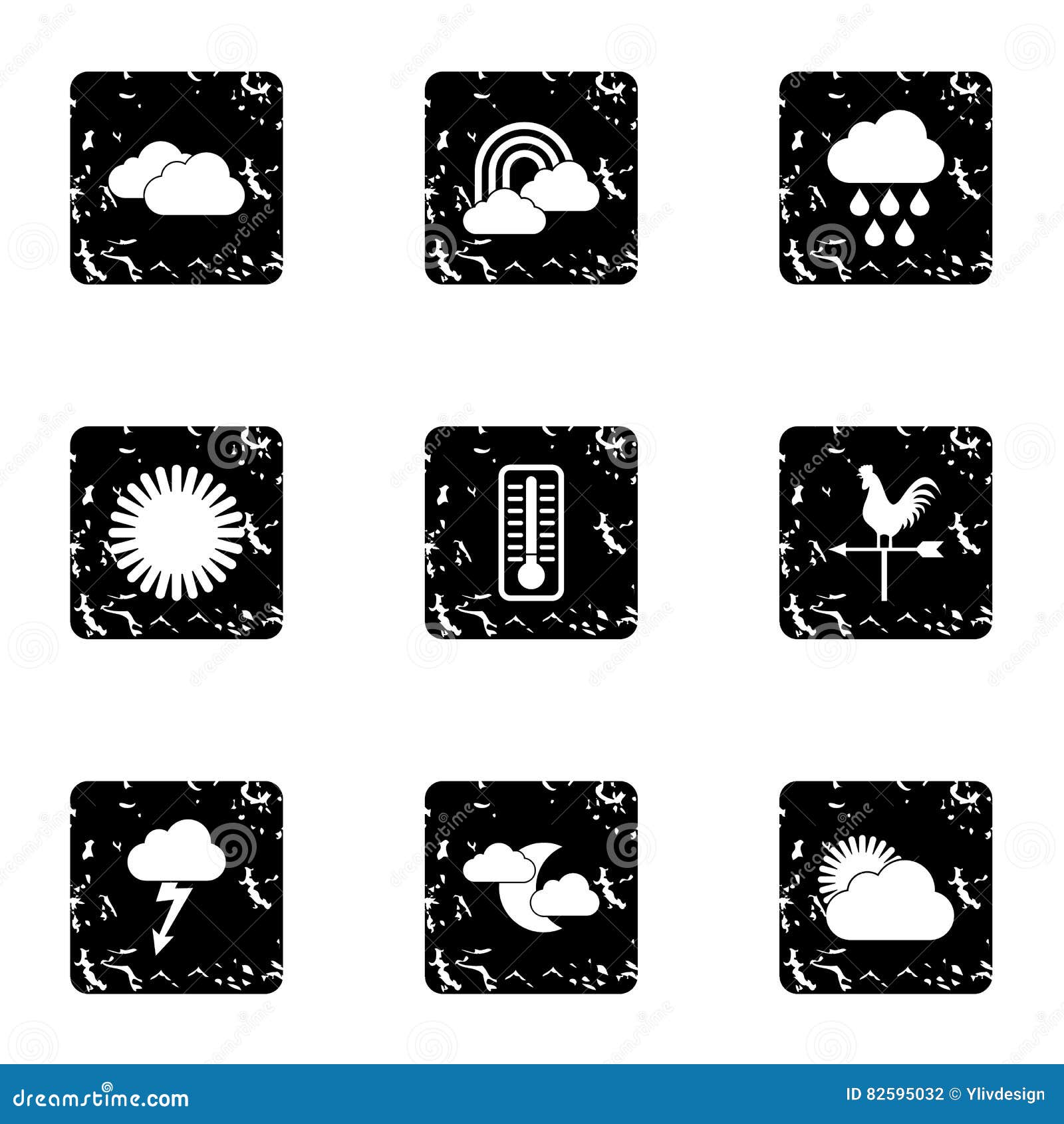Air Temperature Icons Set, Grunge Style Stock Vector - Illustration of ...