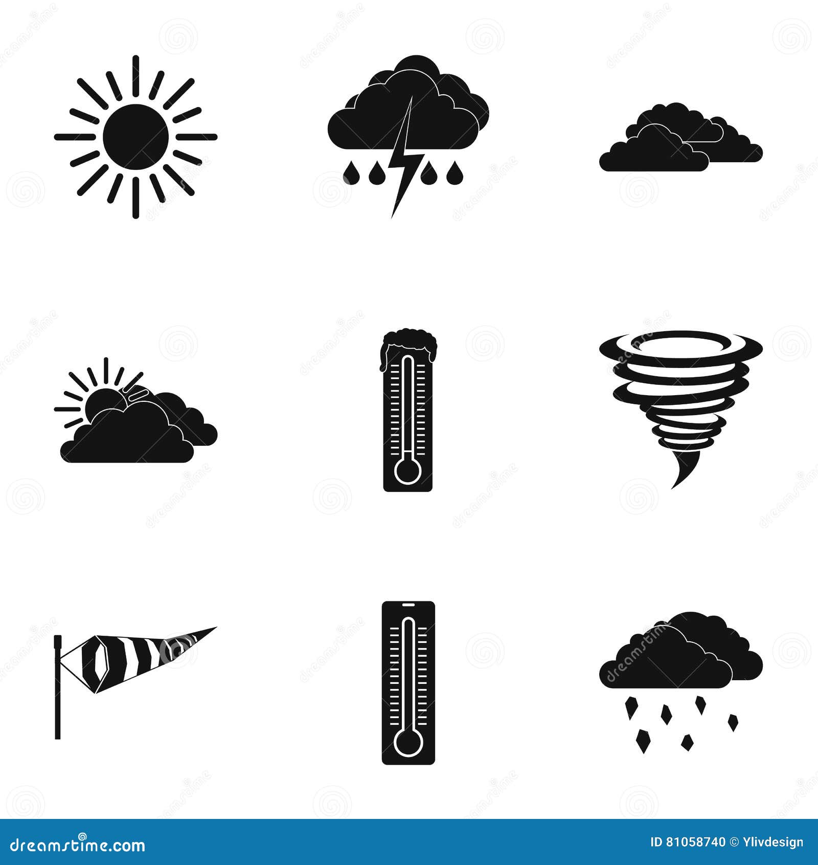 Air Temperature Icons Set, Simple Style Stock Vector - Illustration of ...