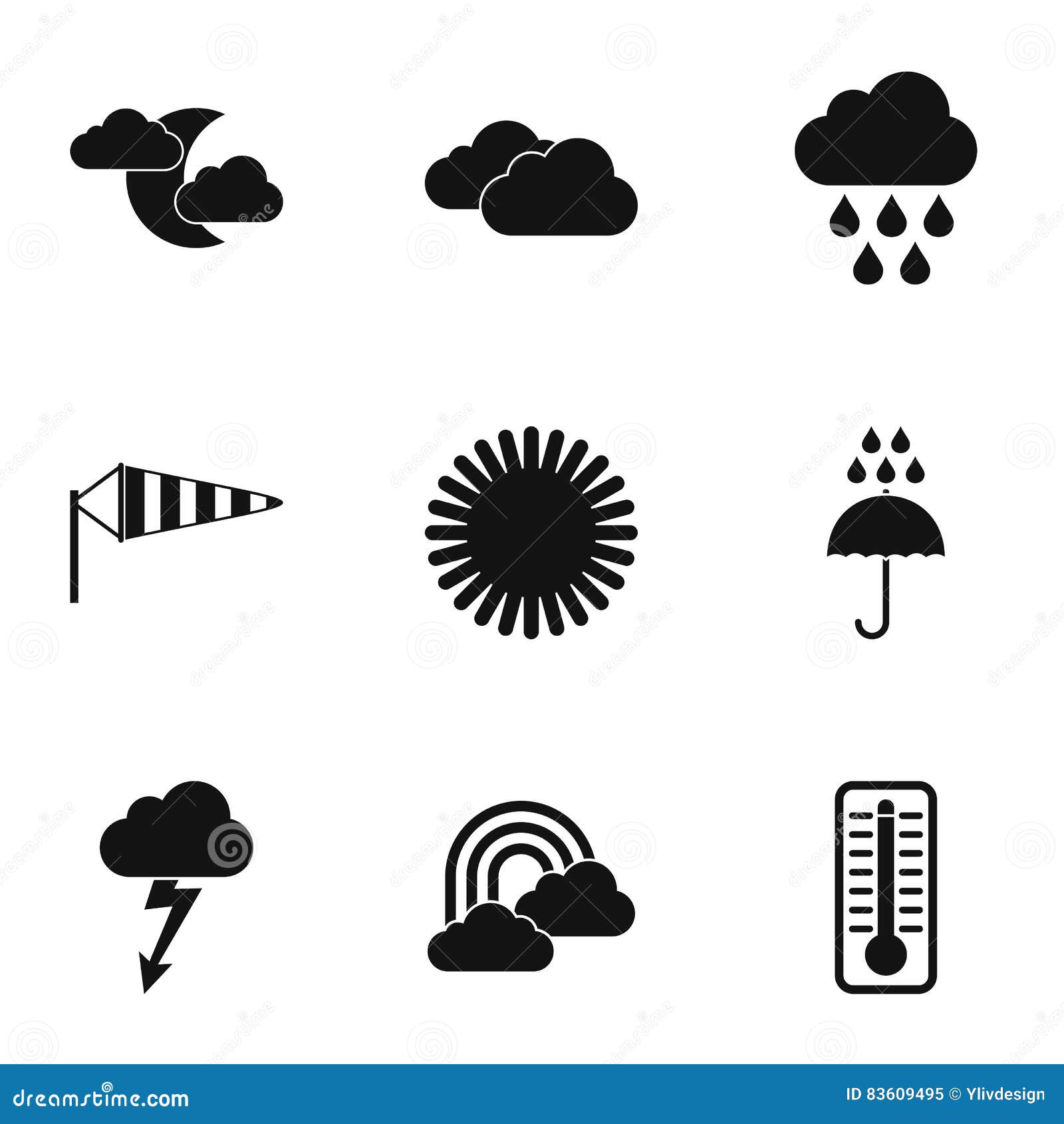 Air Temperature Icons Set, Simple Style Stock Vector - Illustration of ...