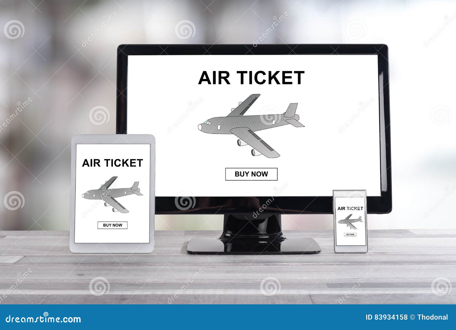 Air Ticket Booking Concept on Different Devices Stock Photo - Image of ...