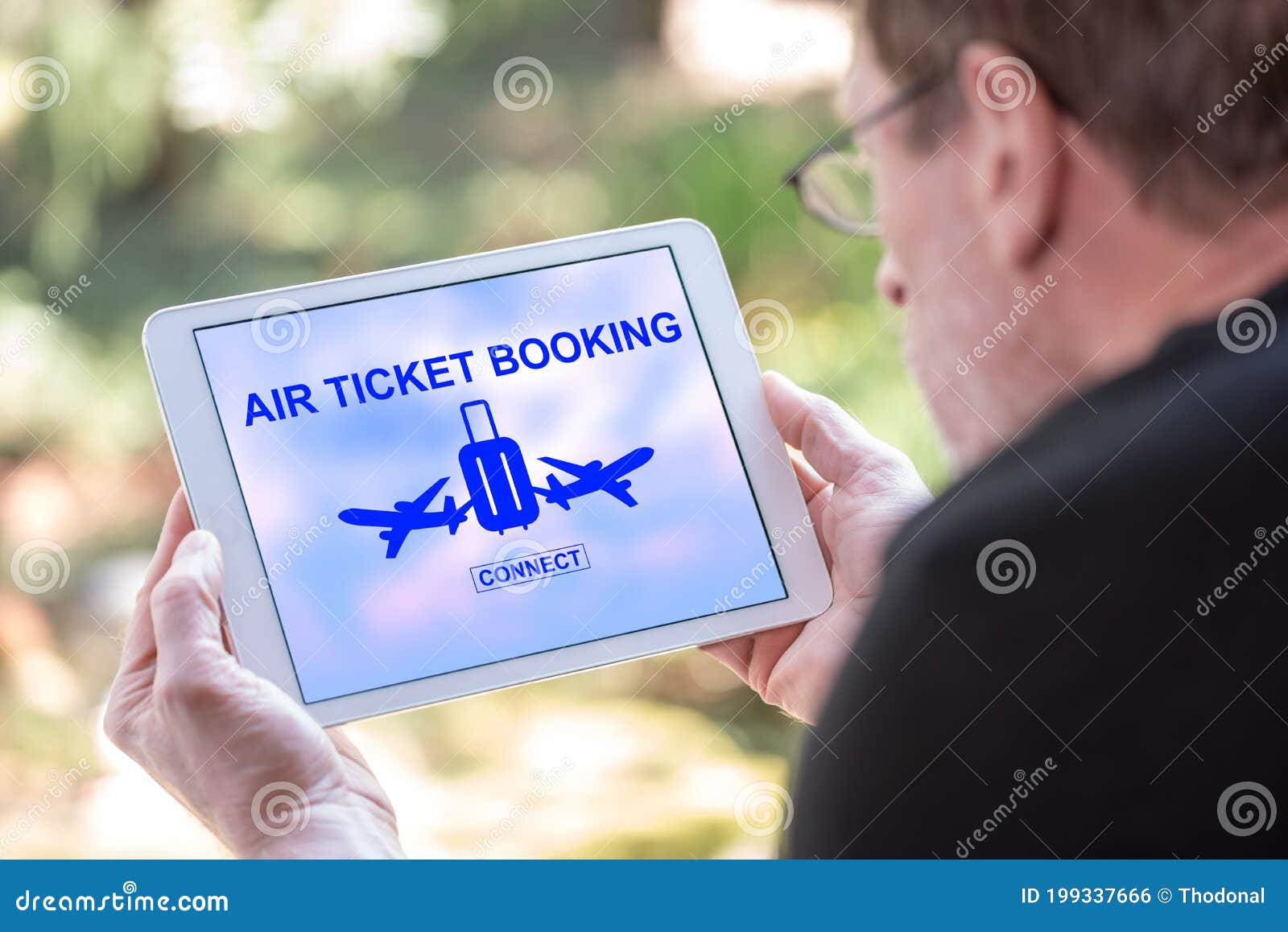 Air Ticket Booking Concept on a Tablet Stock Photo - Image of ticket ...