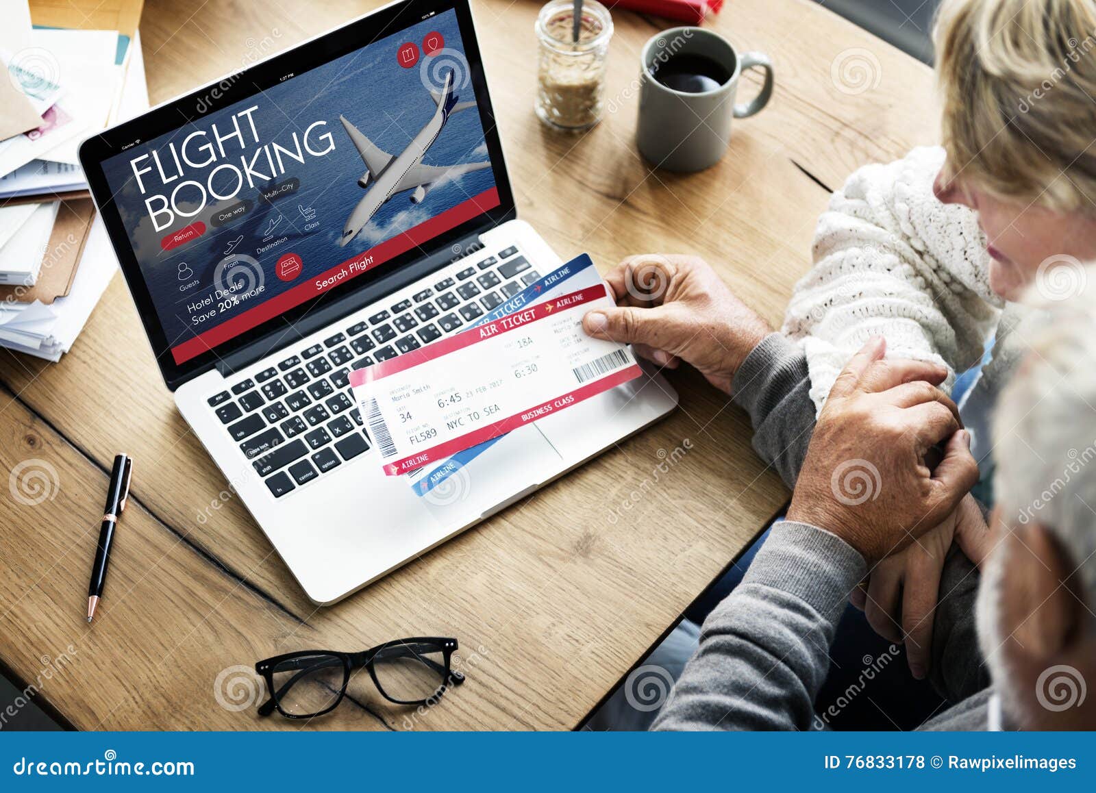 Air Ticket Flight Booking Concept Stock Photo - Image of technology ...