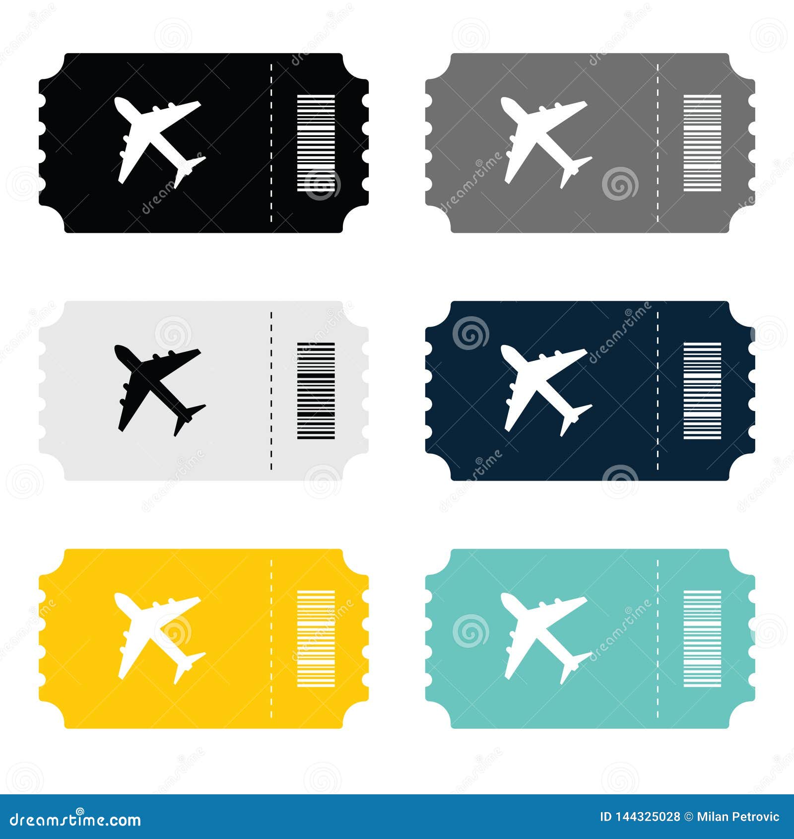 Air Ticket Icon Vector with Airplane Silhouette Stock Vector ...