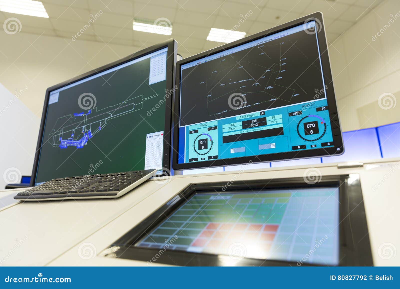 Air Traffic Control Monitors Stock Photo - Image of building, screen ...