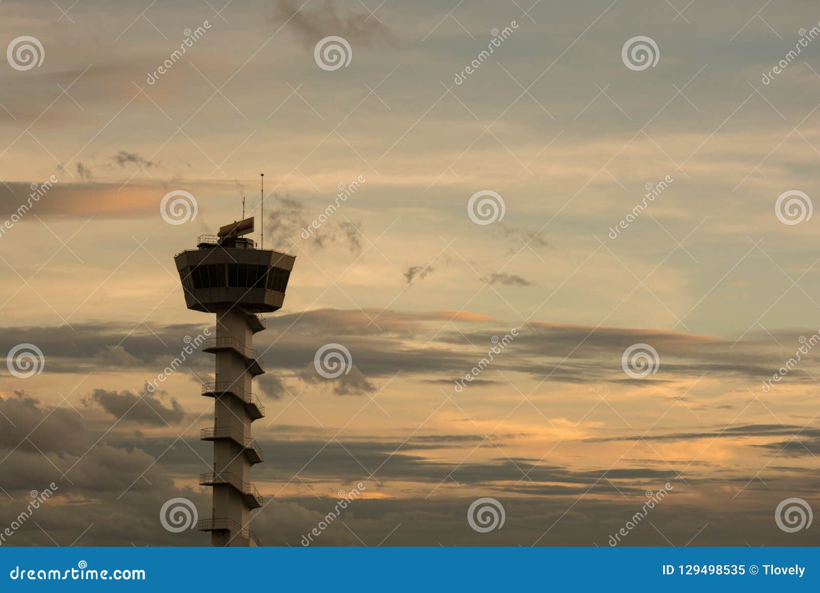 Air Traffic Control Tower Sunset Sky Stock Image - Image of guidance ...