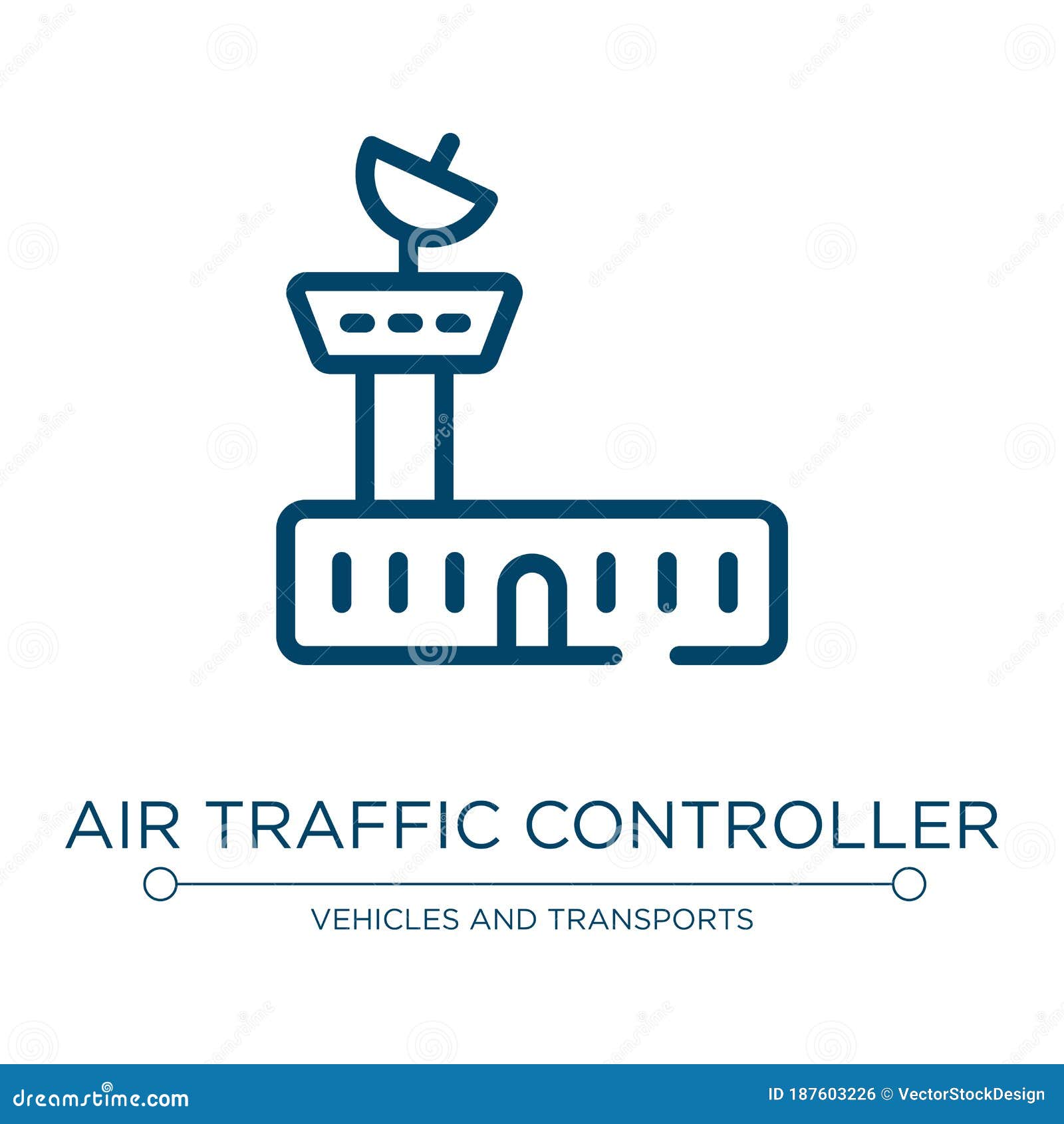 Air Traffic Controller Icon. Linear Vector Illustration from Aerodrome ...