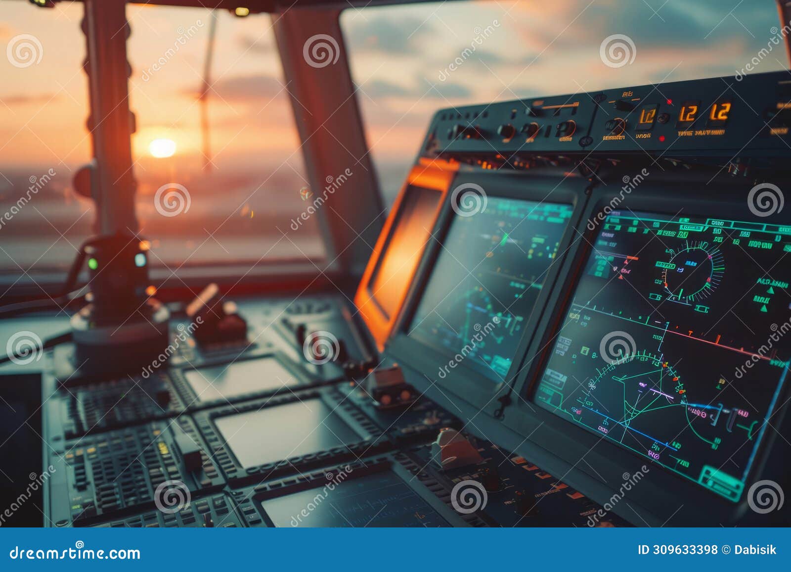 Air Traffic Controllers Navigation System Display at Control Center ...
