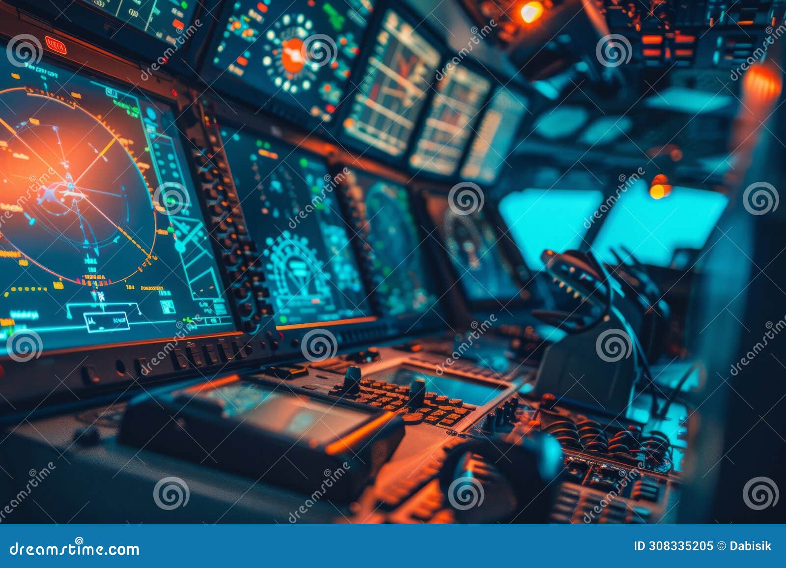 Air Traffic Controllers Navigation System Display at Control Center ...