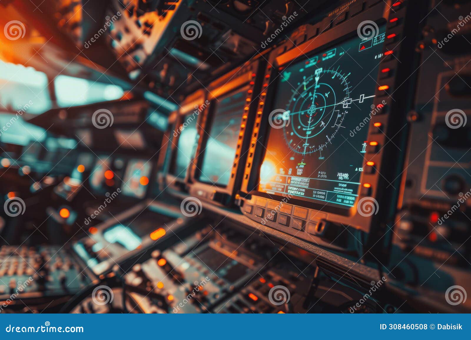 Air Traffic Controllers Navigation System Display at Control Center ...