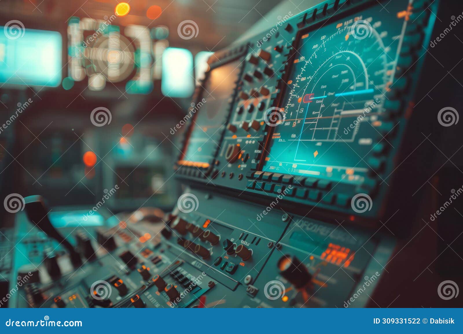 Air Traffic Controllers Navigation System Display at Control Center ...