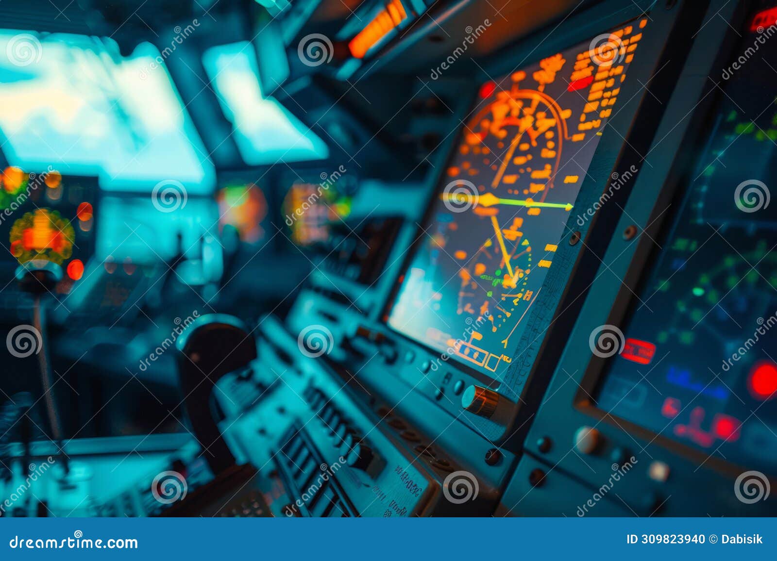 Air Traffic Controllers Navigation System Display at Control Center ...
