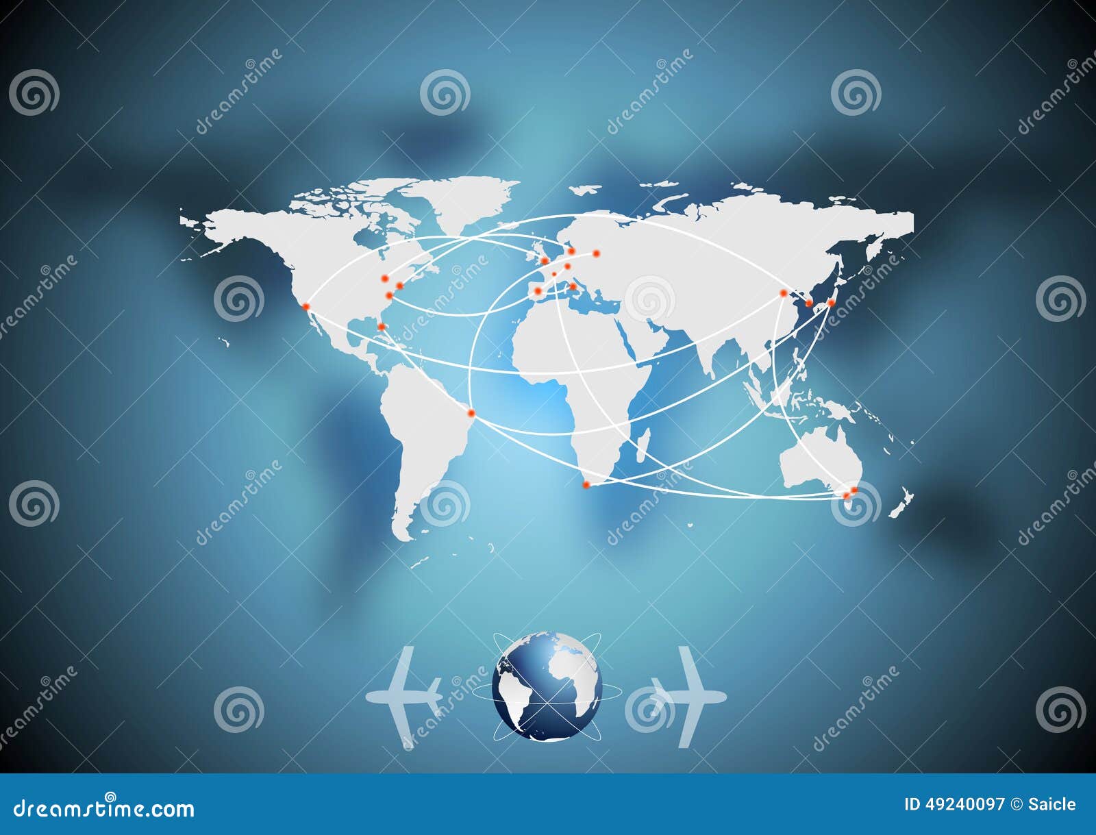 Air Traffic Vector Background with World Map Stock Vector ...