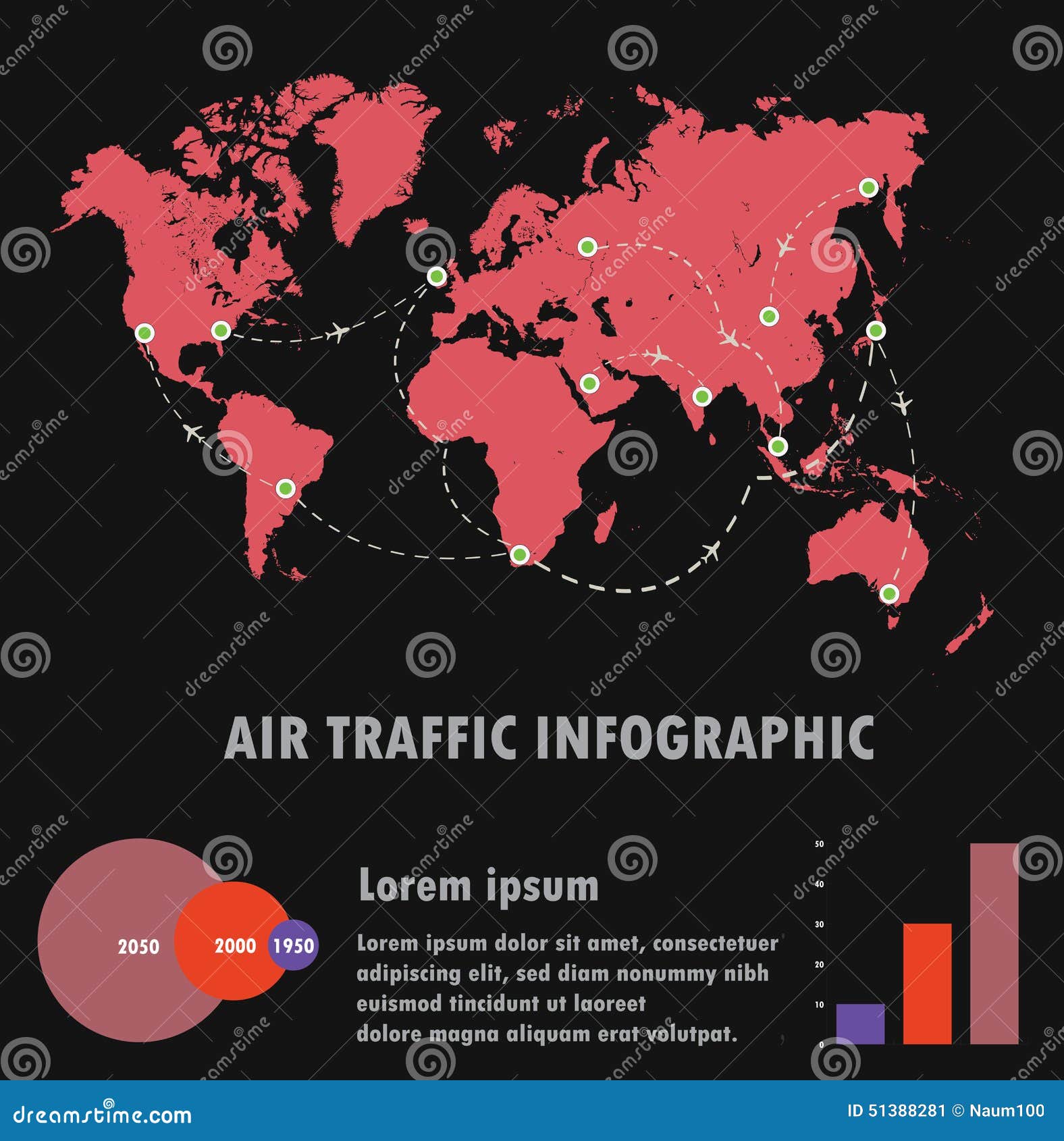 Air Traffic,Vector Infographics Flat Design. Stock Vector ...