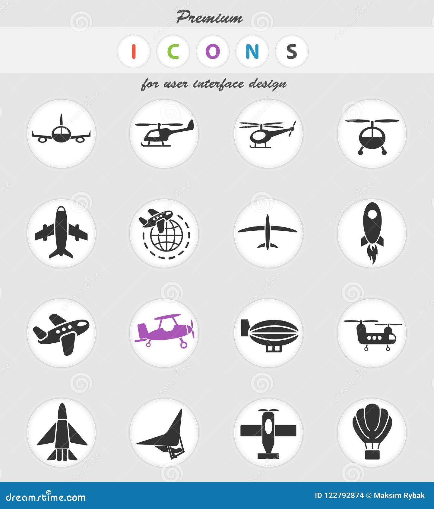 Air transport icon set stock vector. Illustration of aeroplane - 122792874