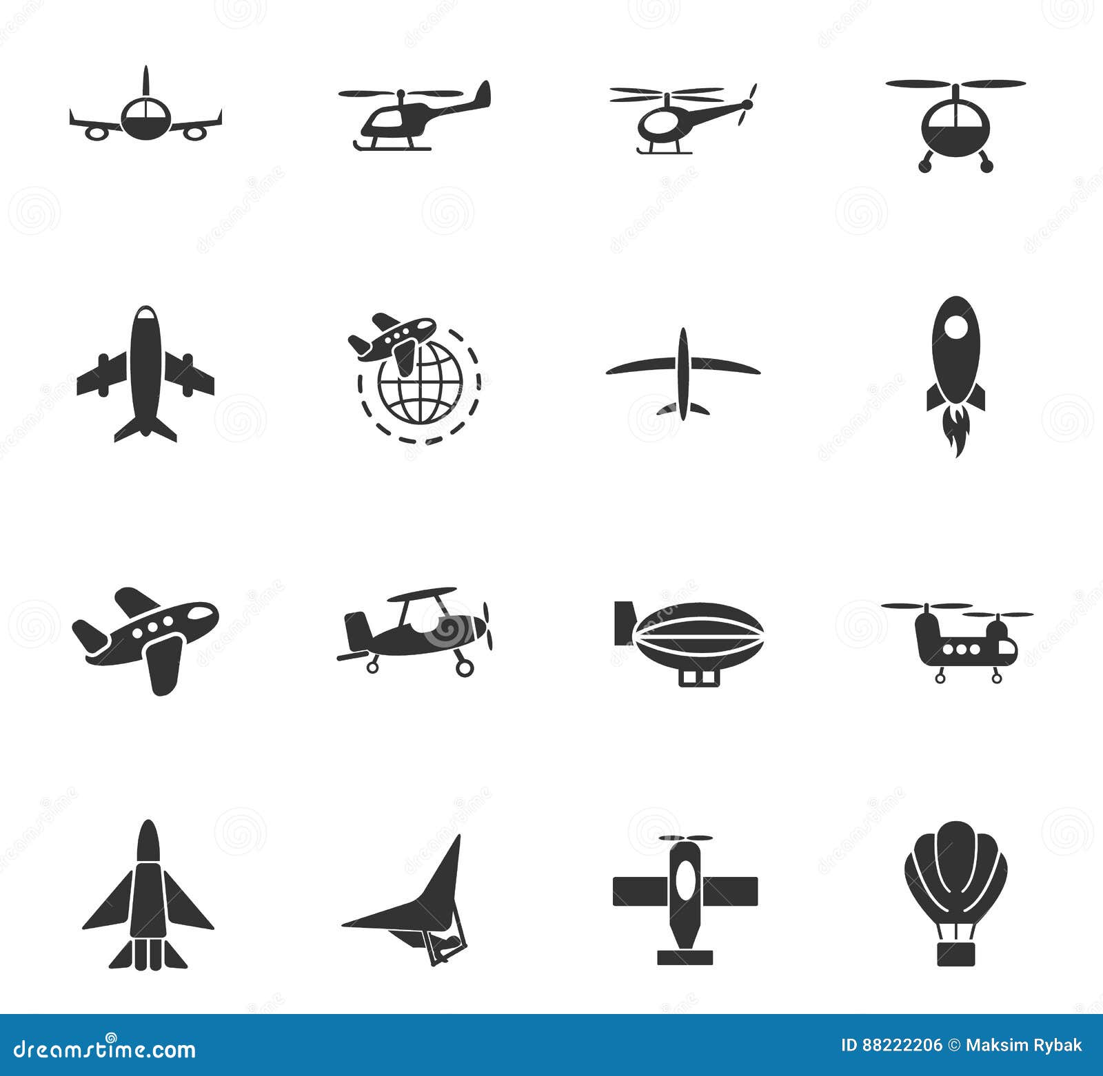 Air transport icon set stock vector. Illustration of clipart - 88222206