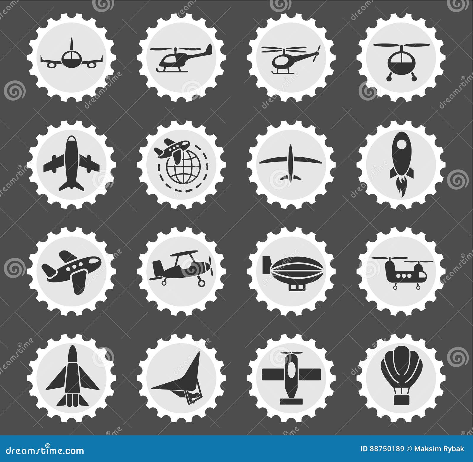Air transport icon set stock illustration. Illustration of group - 88750189