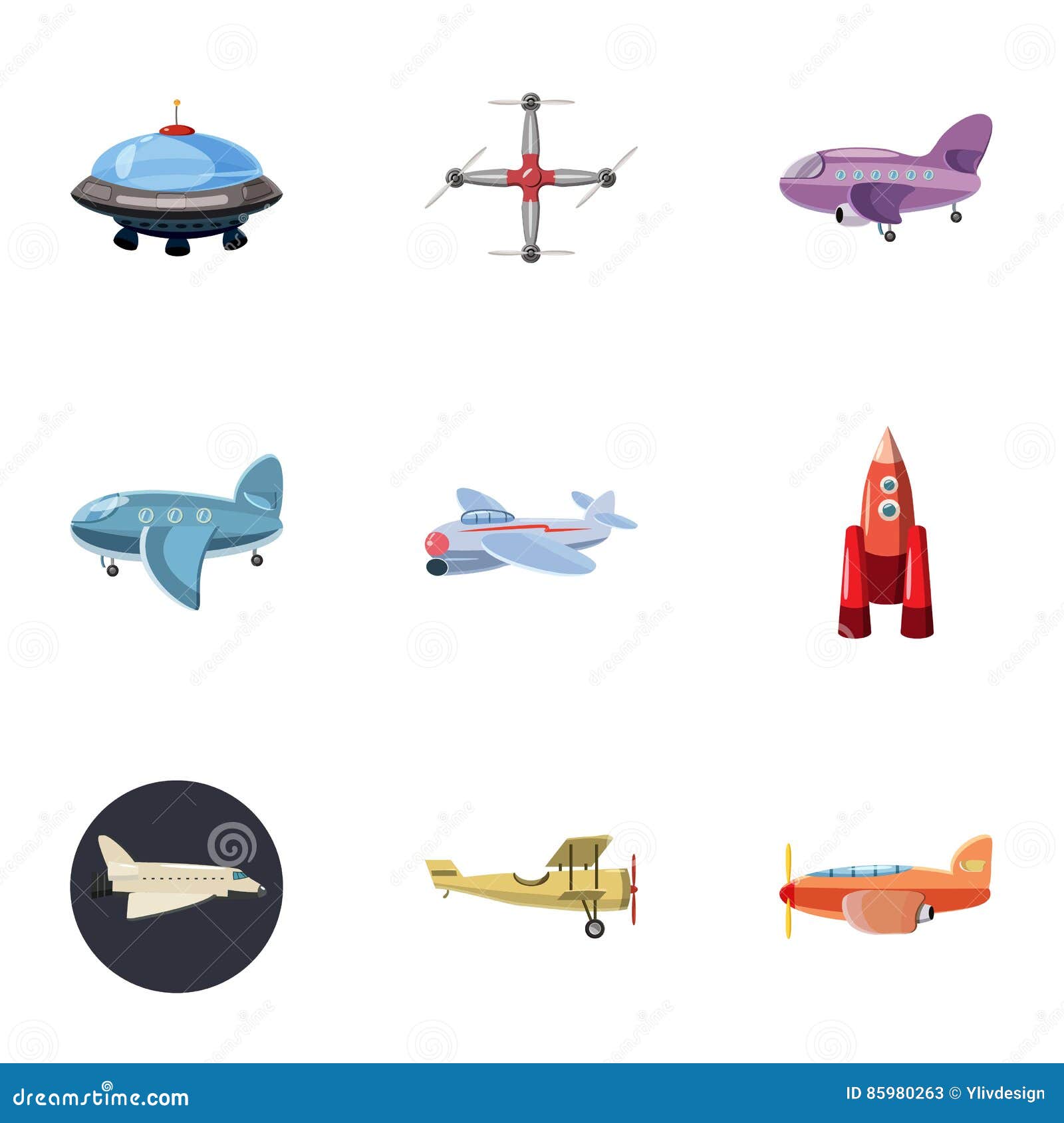 Air Transport Icons Set, Cartoon Style Stock Vector - Illustration of ...