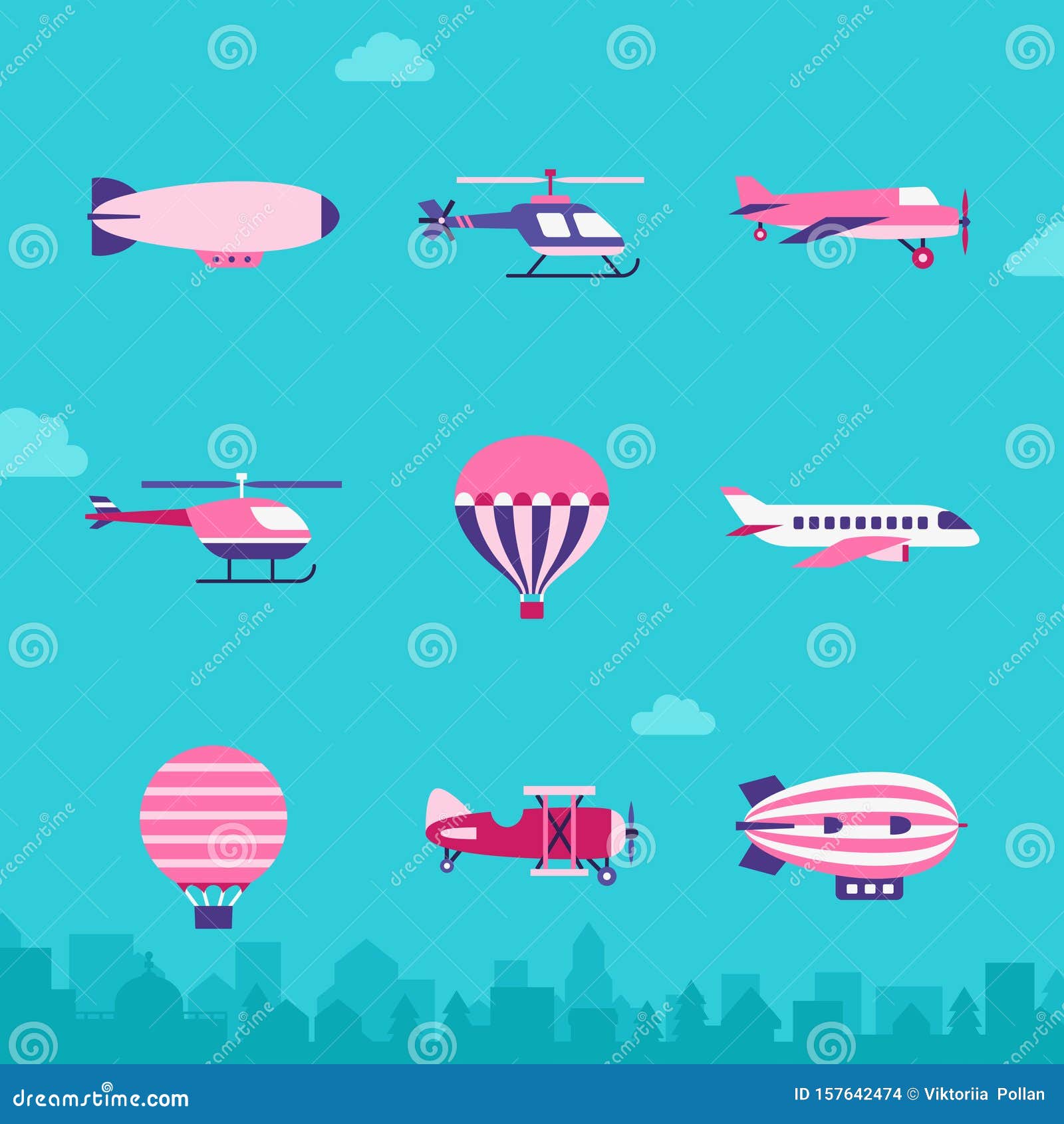 Air Transport Vector Icon Set Flat. Part Three Stock Vector ...