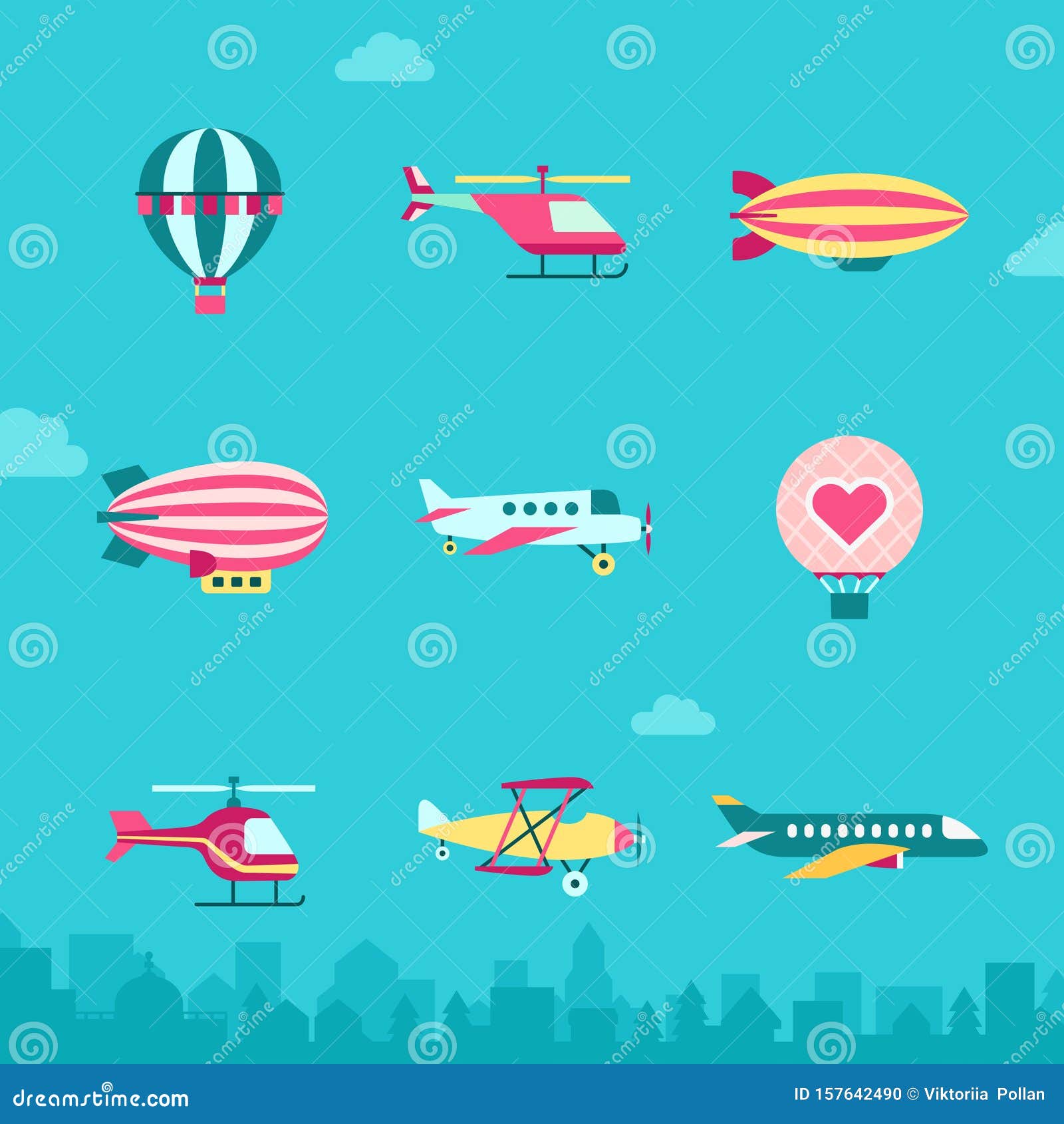 Air Transport Vector Icon Set Flat. Part Five Stock Vector ...