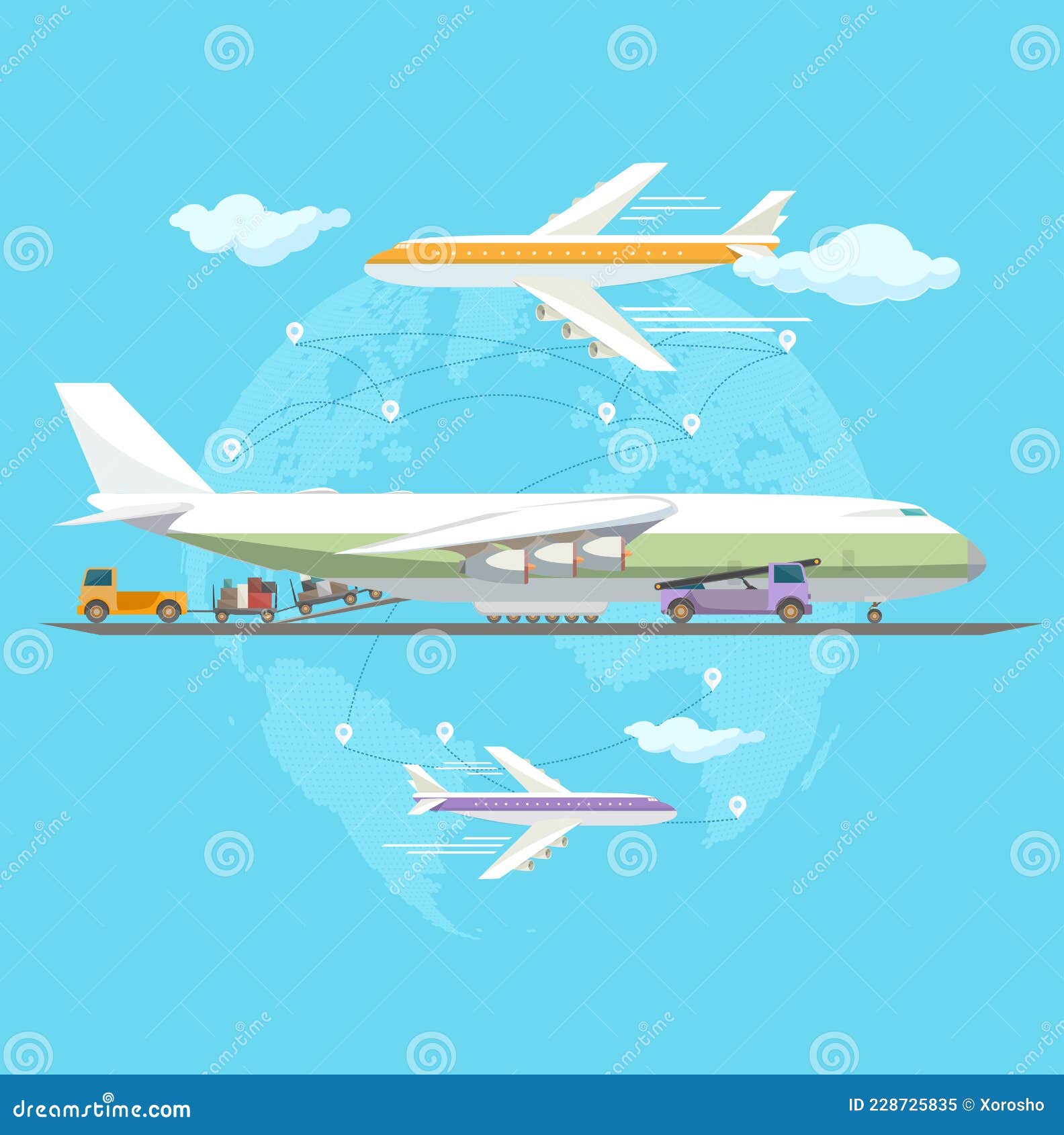 Air Transportation. Flat Design Stock Vector - Illustration of aviation ...