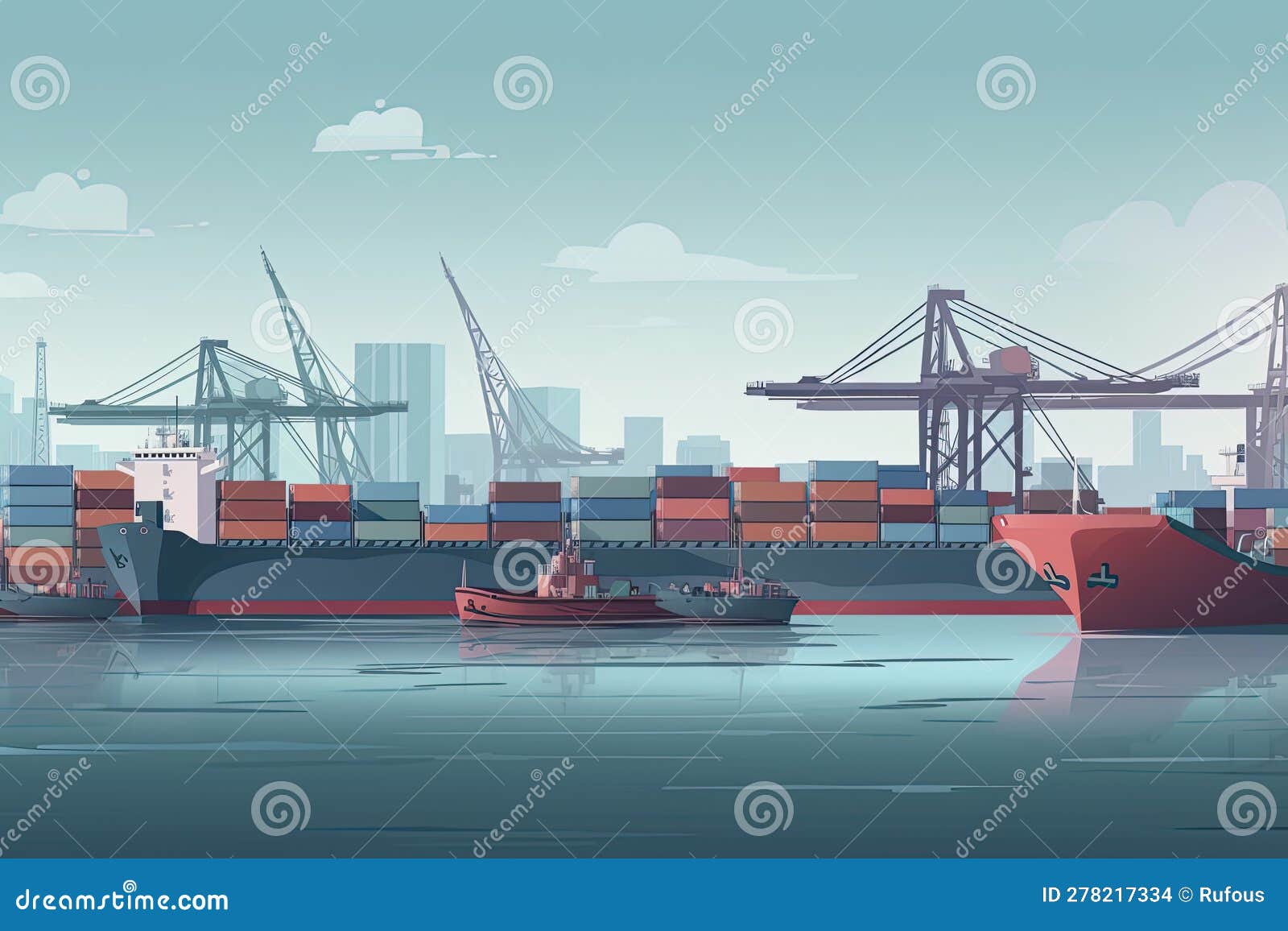 Air Transportation and Transit of Container Ships Loading and Unloading ...