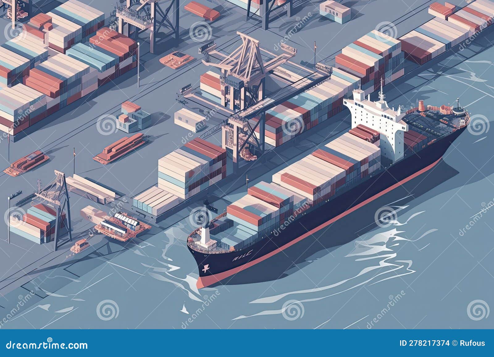 Air Transportation and Transit of Container Ships Loading and Unloading ...