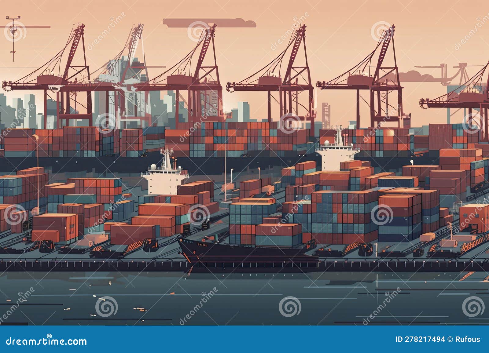 Air Transportation and Transit of Container Ships Loading and Unloading ...
