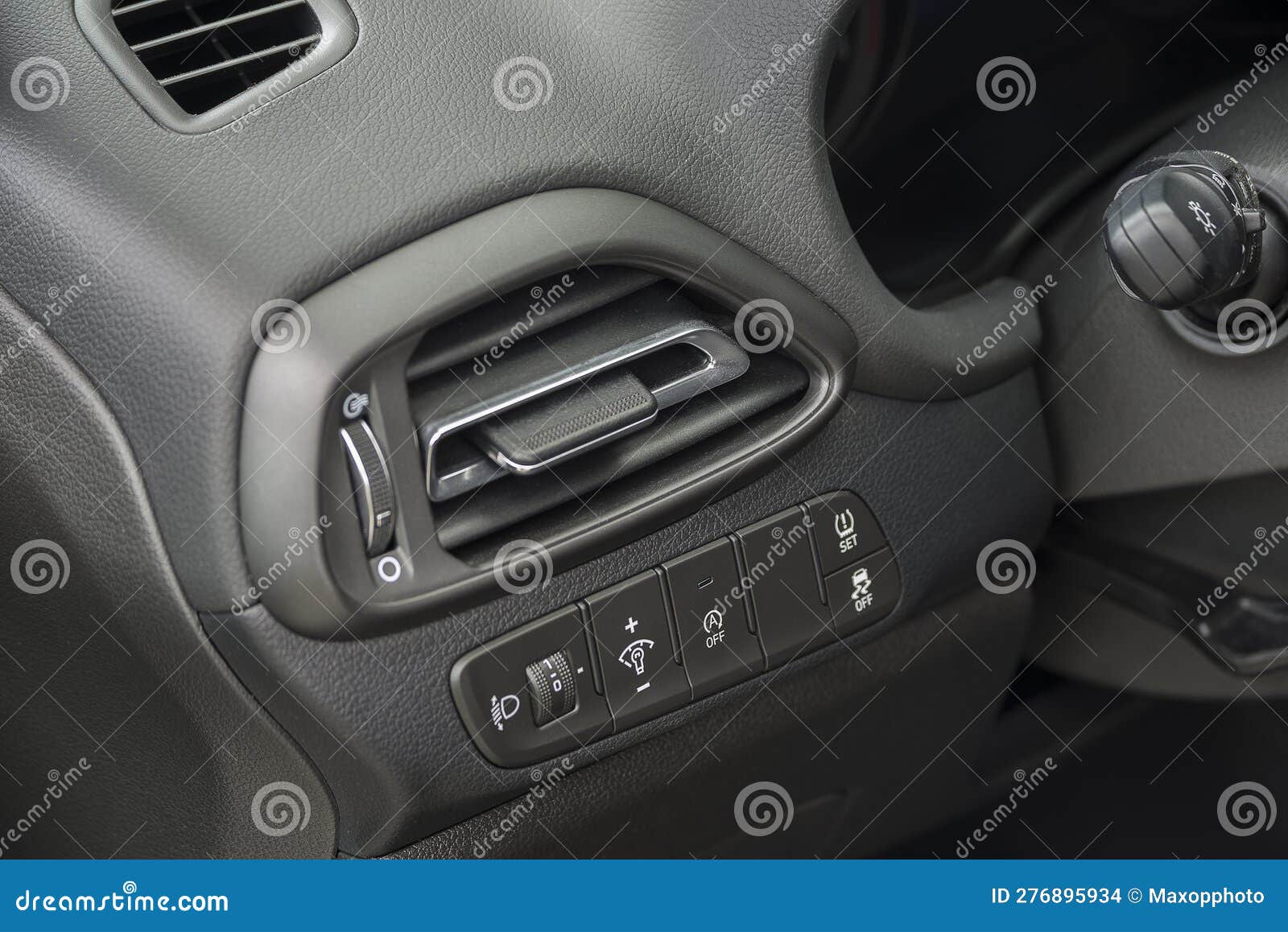 Air Vent Grill in a Car. Air Conditioner Grid and Control Panel Buttons ...