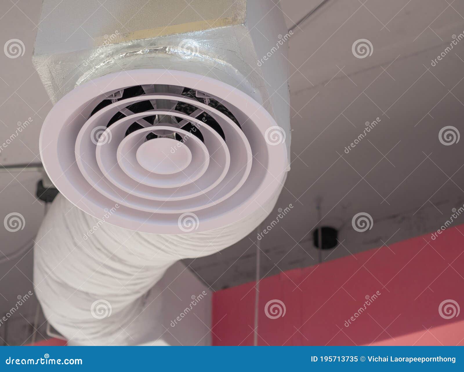 Air Ventilating Tube Installed on the Ceiling Stock Image - Image of ...