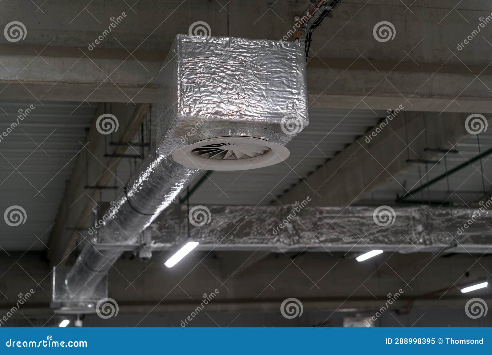 Air Ventilation System on the Ceiling in a Large Warehouse Stock Image ...