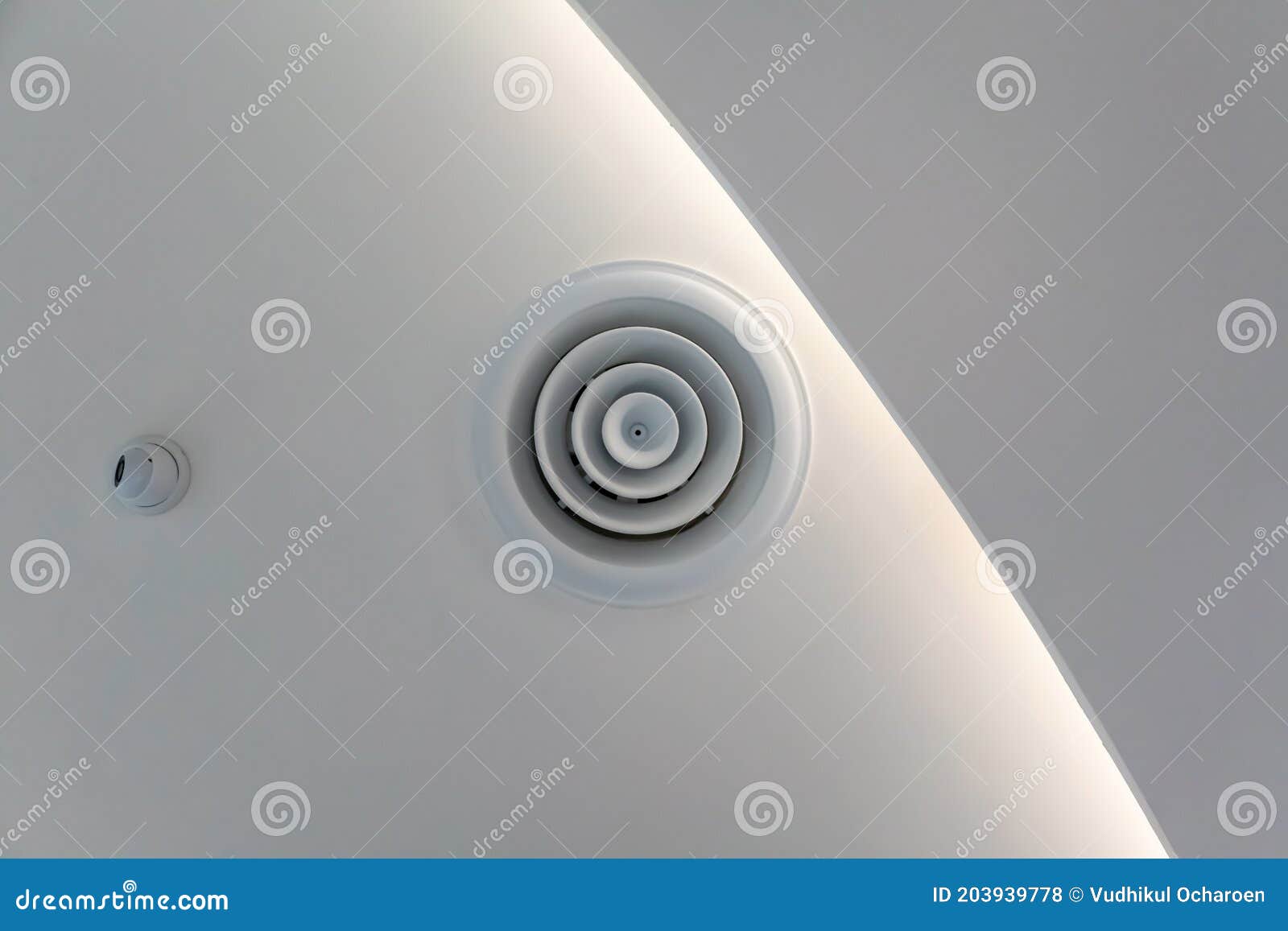 Air Ventilator , White Circle Metal Frame on White Curve Ceiling Stock ...