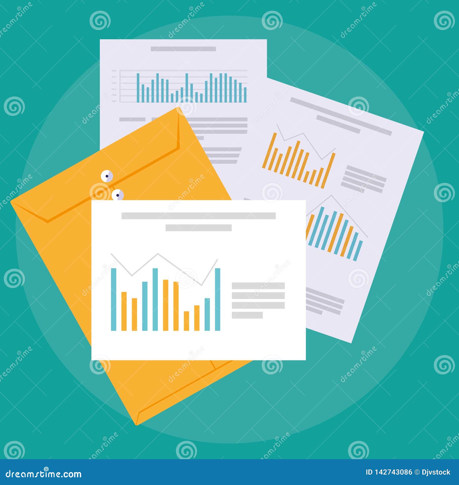 Air View Documents and Office Set Items Stock Vector - Illustration of ...
