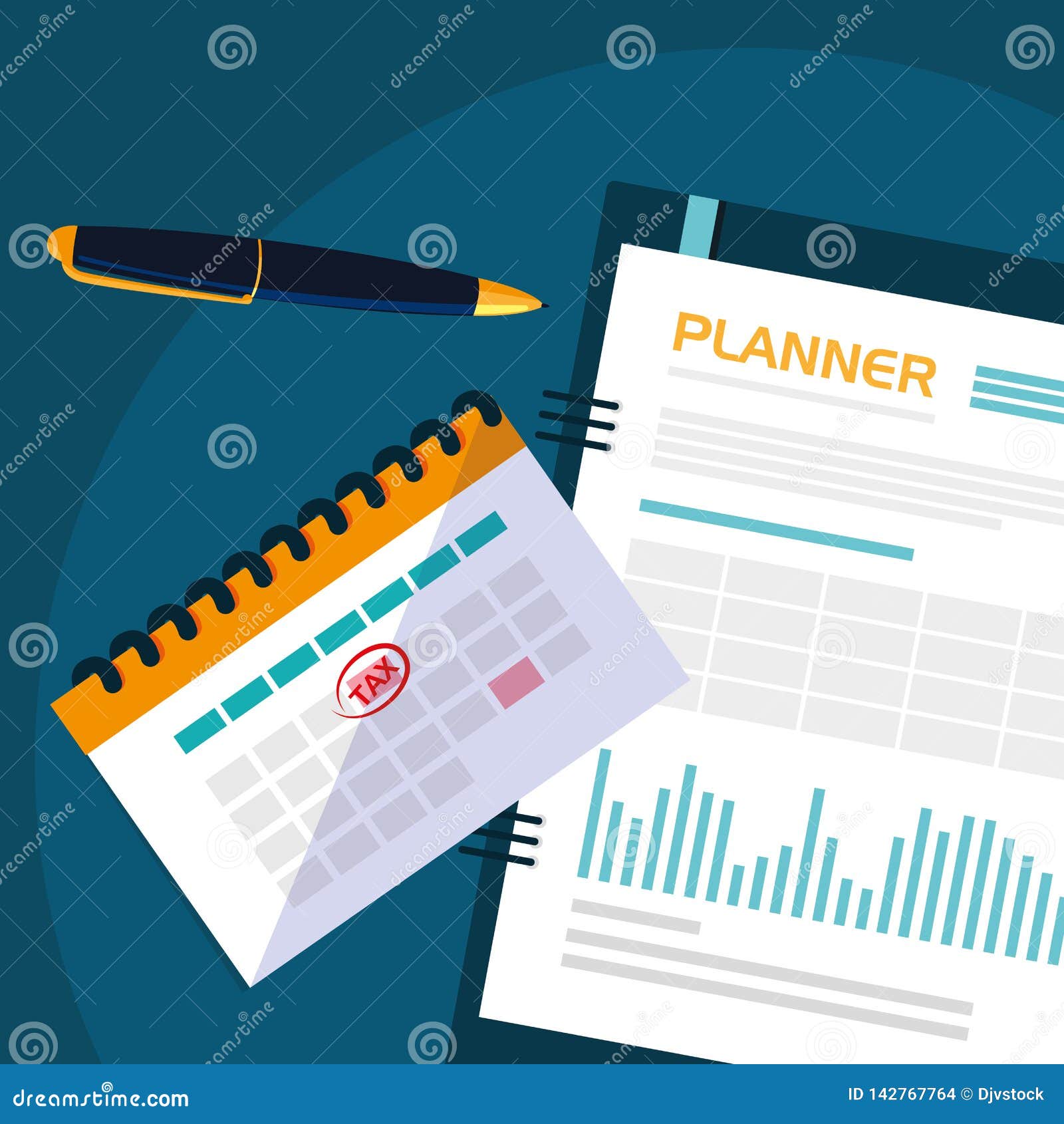Air View Documents and Office Set Items Stock Vector - Illustration of ...