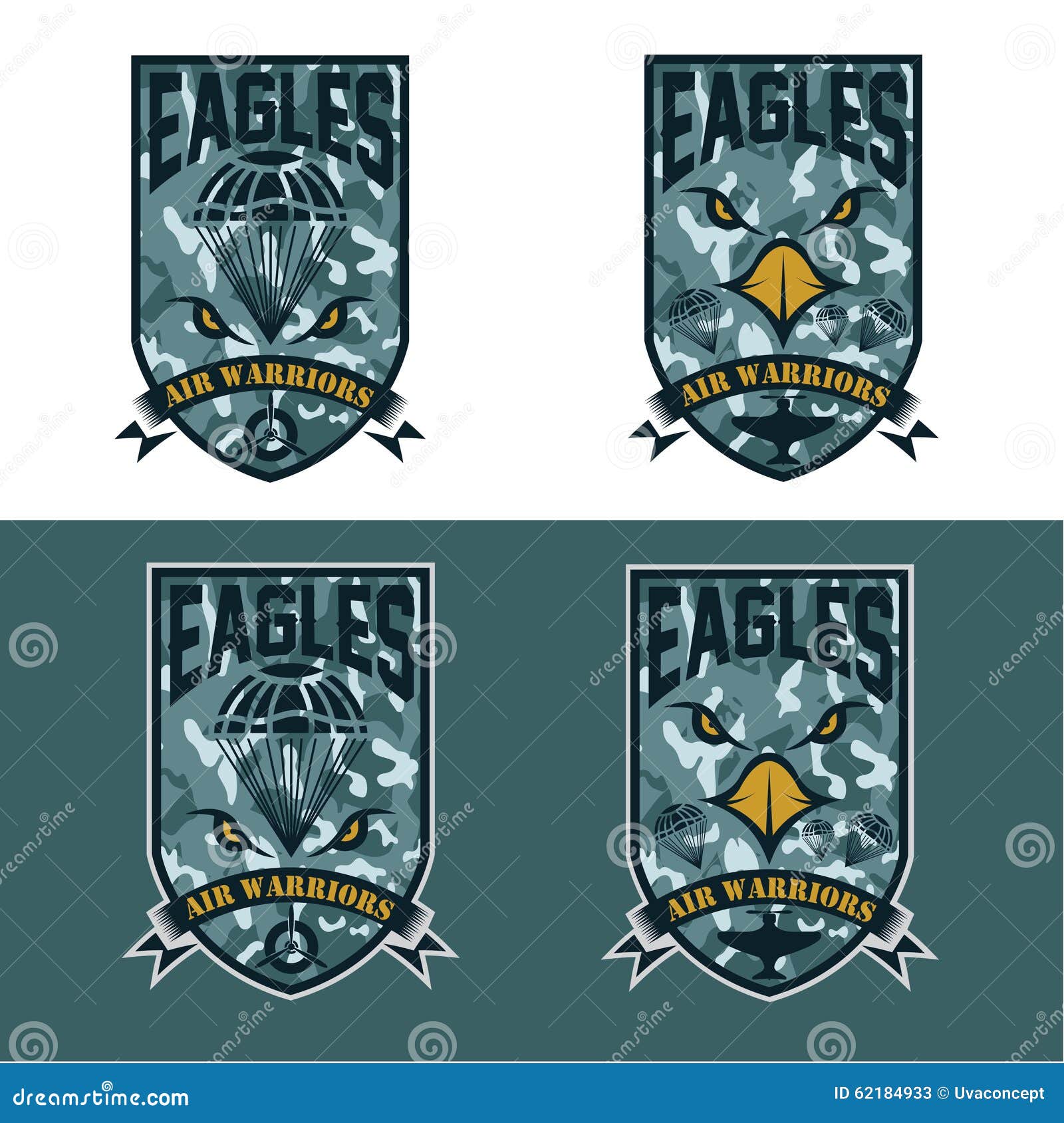 Air Warrriors Army Shields Set Vector Design Template Stock Vector ...