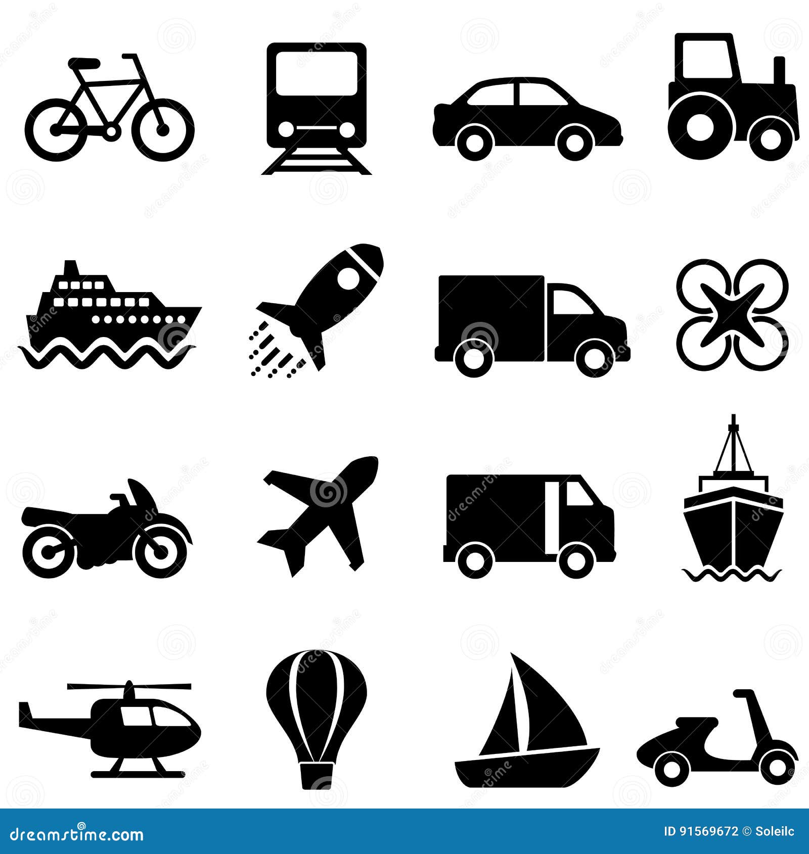 Air, Water and Land Transportation Icon Set Stock Vector - Illustration ...